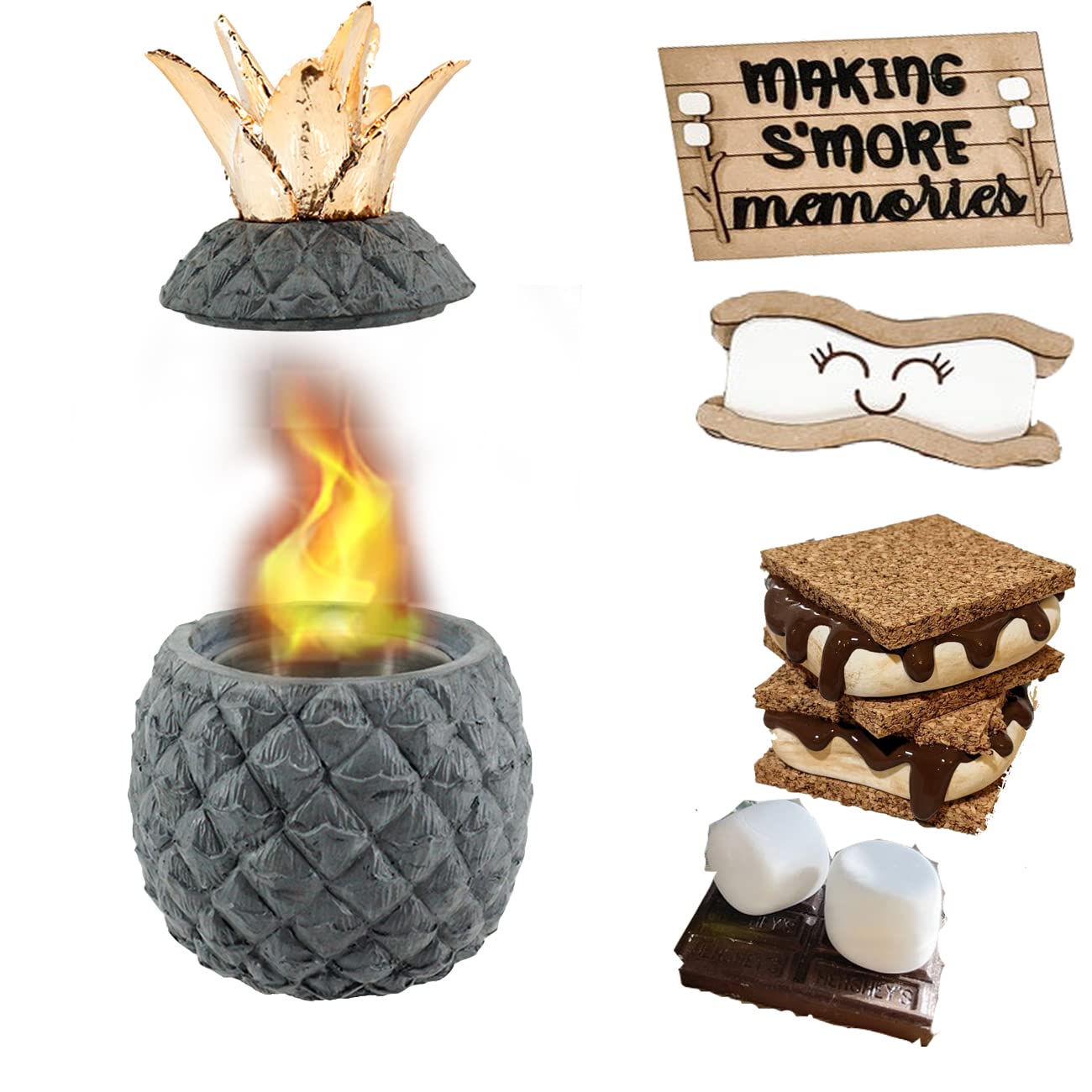 Koncenttop Concrete Table top fire Pit, Tabletop Fireplace, Realistic ...