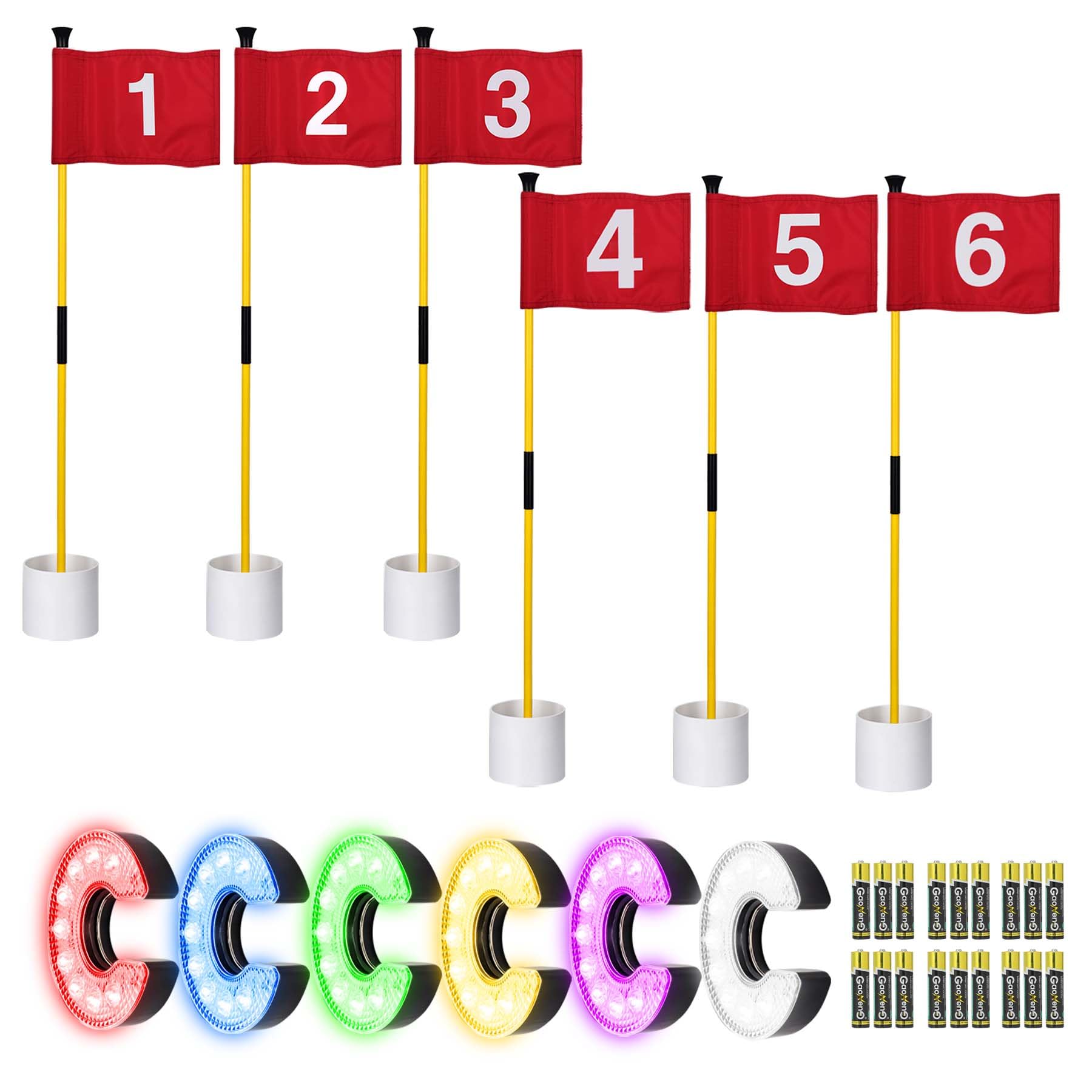 Amazon.com: KINGTOP Mini Golf Flagstick with RGB Hole Light, Practice ...