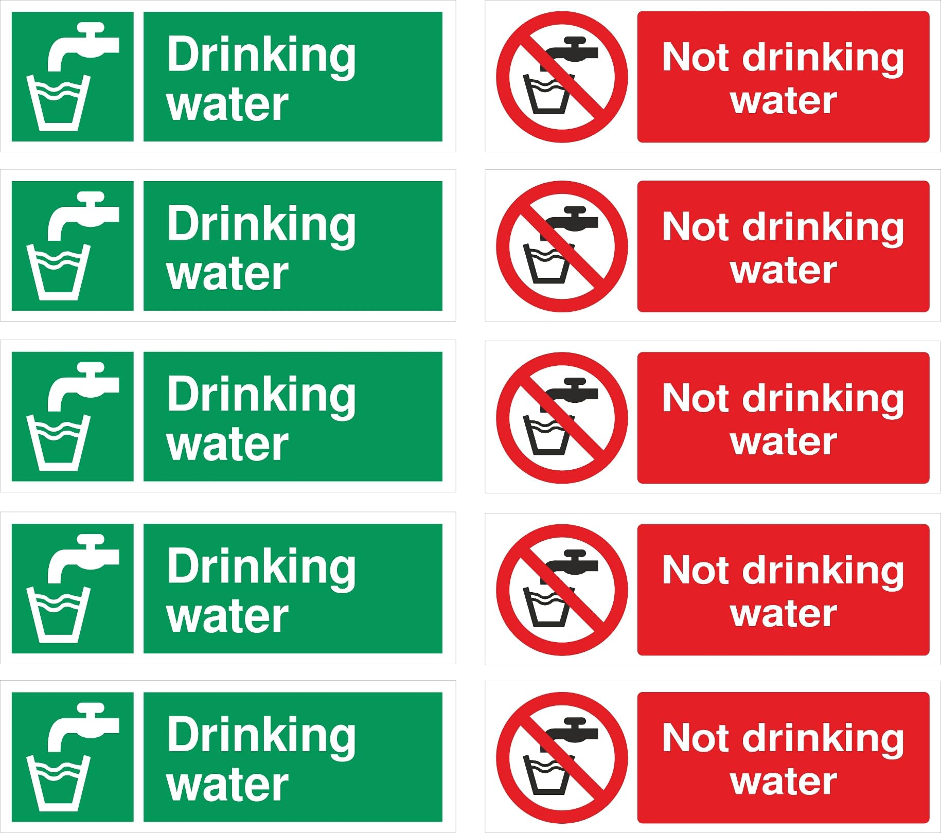 Rubigo 10pk Drinking Water and Not Drinking Water Safety Sign - Highly ...