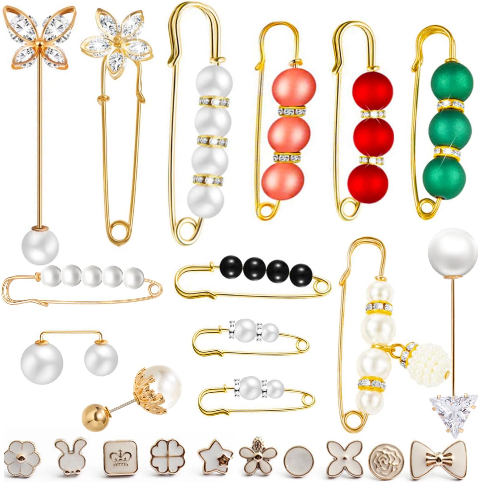 Amazon.com: 9 Pcs Pearl Brooch Pins, Safety Pins for Clothes Sweater ...