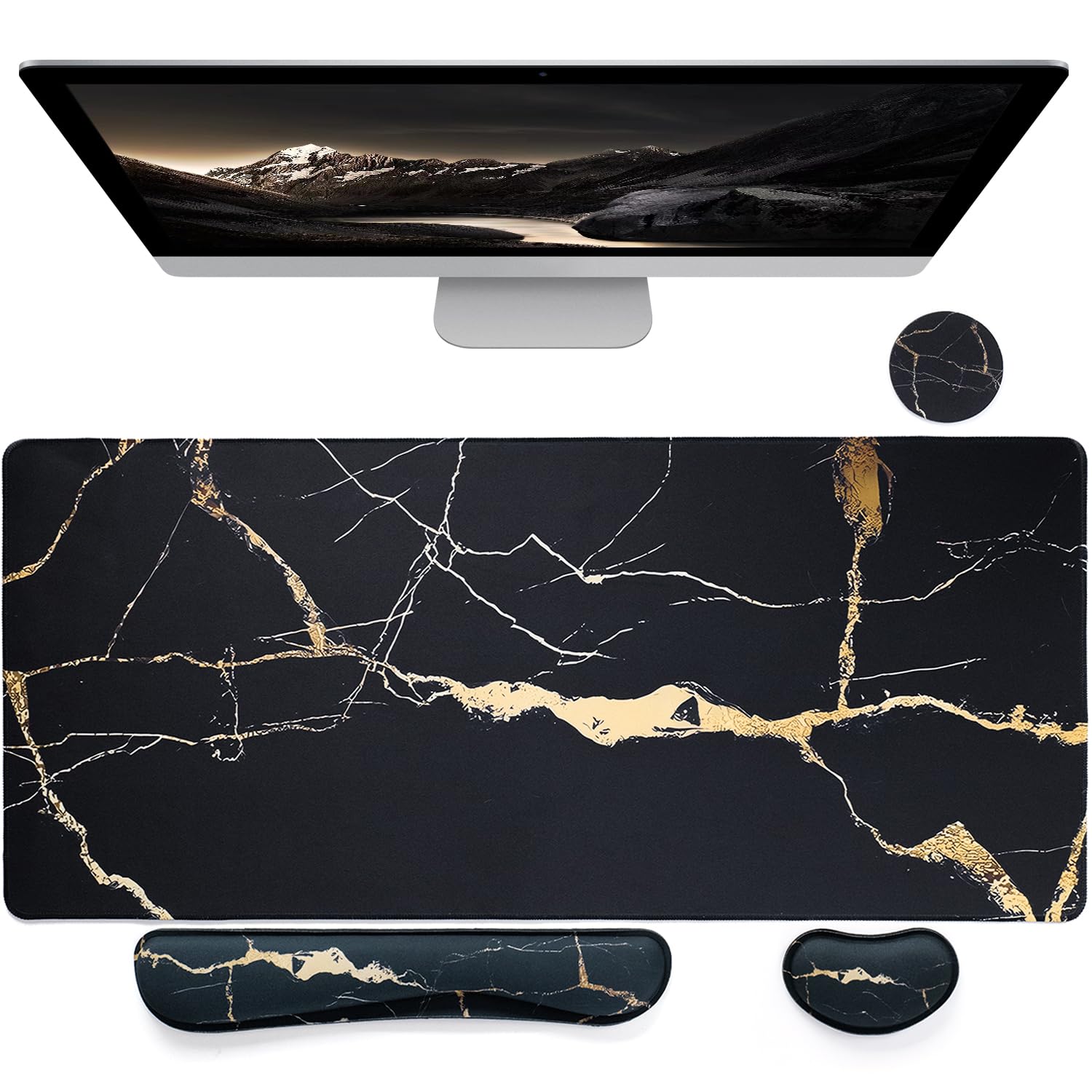 Amazon.com: Bloss Gaming Mouse Pad Set, Large Desk Mat + Keyboard Wrist ...