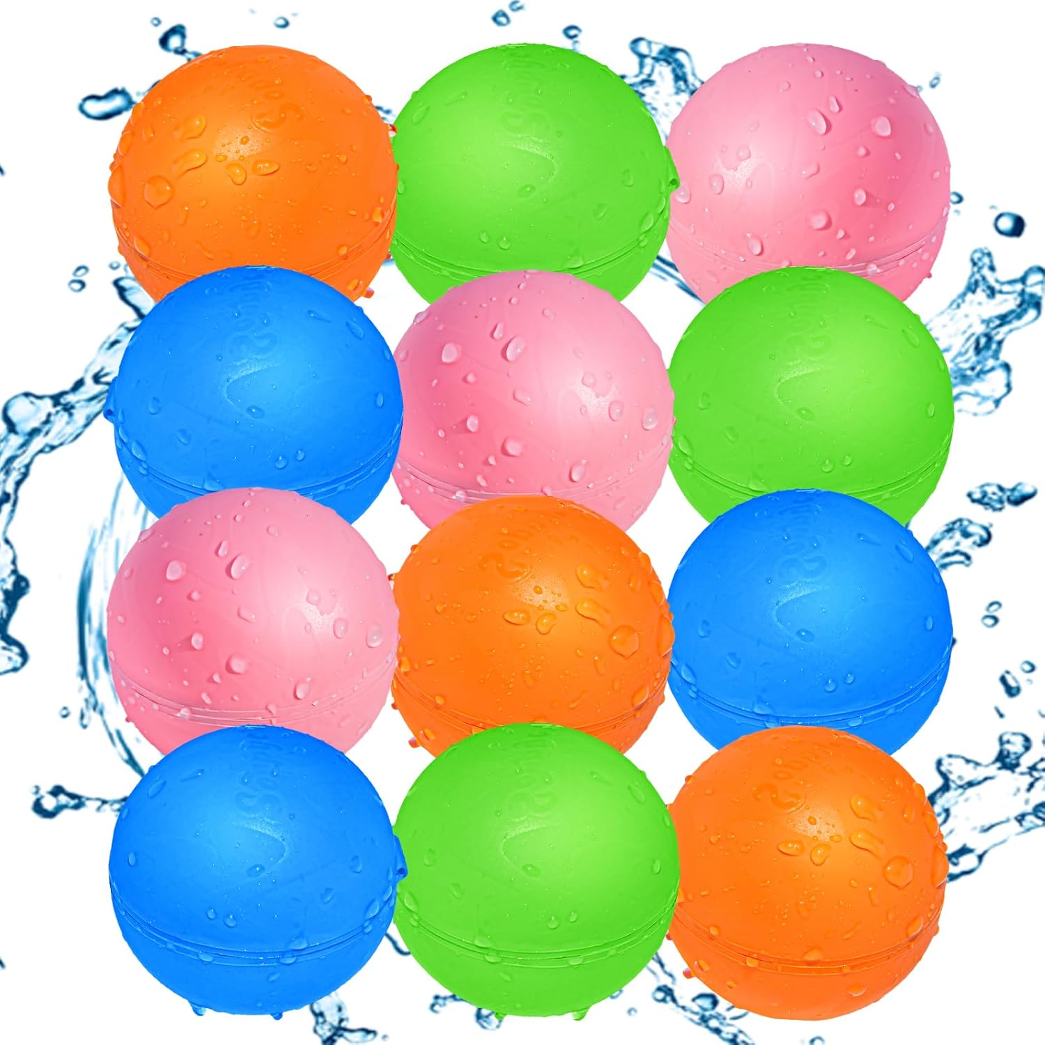 Amazon.com: 12 Pcs Reusable Water Balloons, Refillable Water Bomb ...