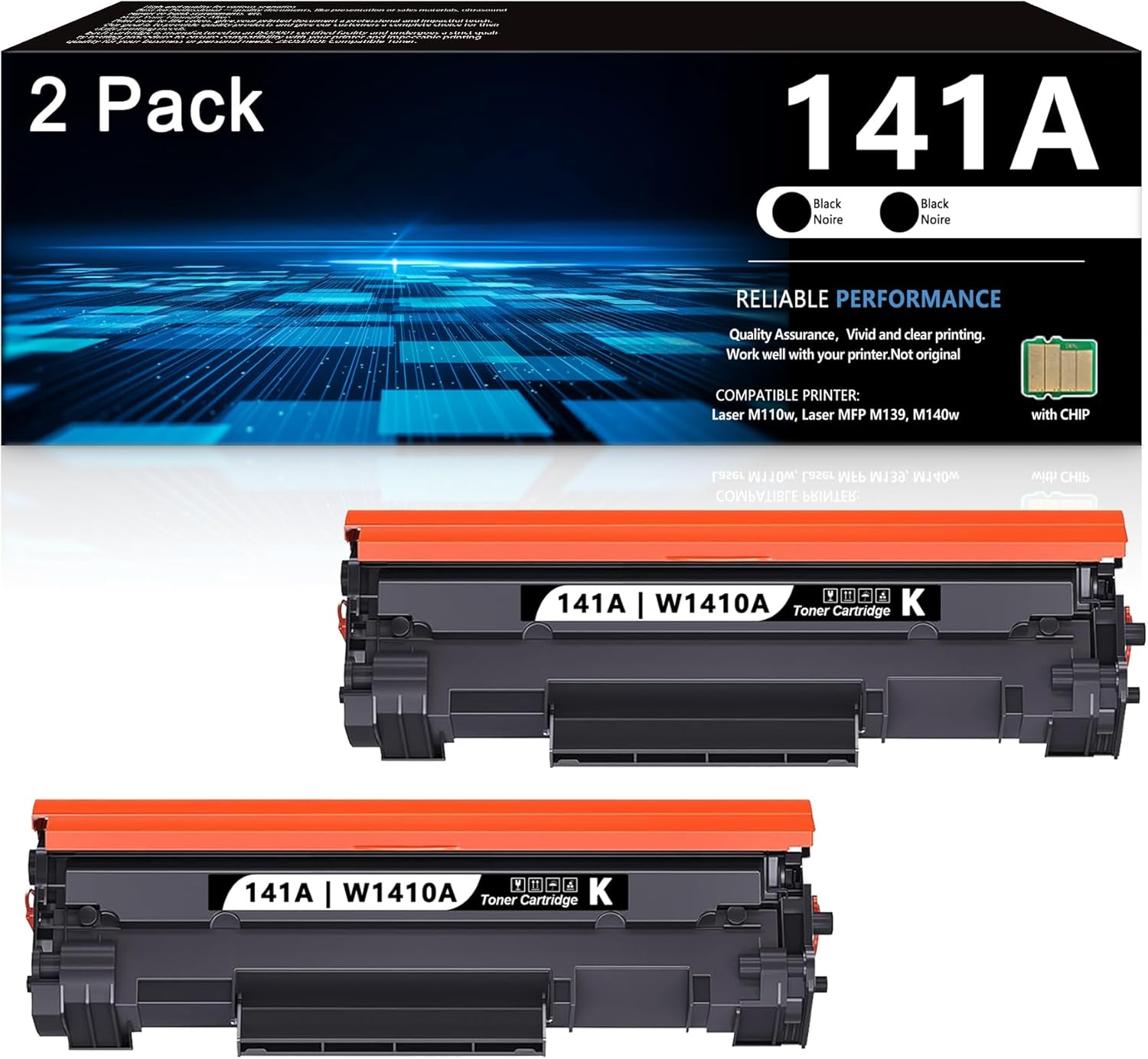 Amazon.com: W1410A 141A Black Toner Cartridge with Chip 2-Pack, Black ...