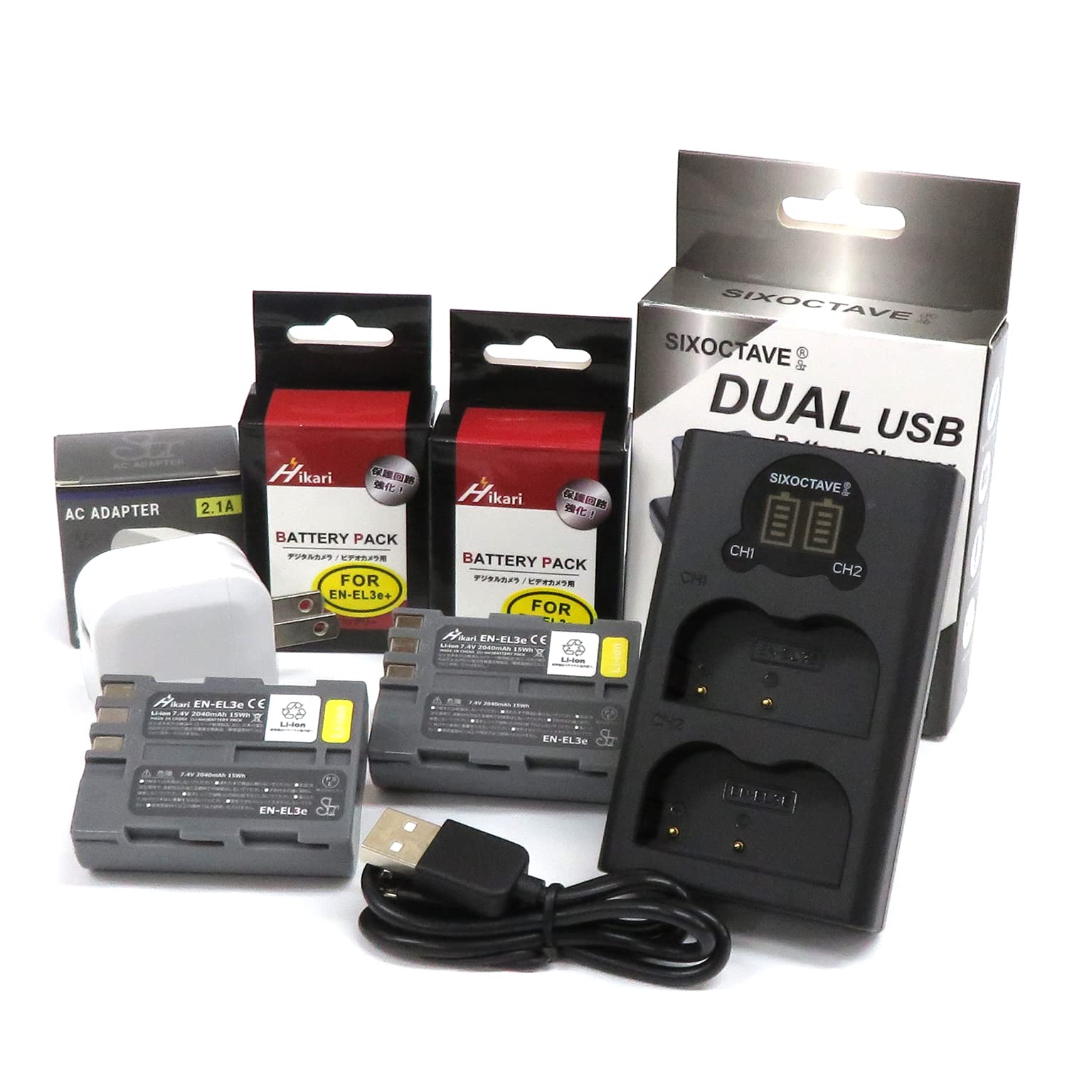 Amazon | str [2.1Aコンセントから充電できるアダプタ付き] 純正品EN-EL3eよりも36%増の2040mAh大容量 高性能 ニコン 互換 バッテリー EN-EL3e EN ...