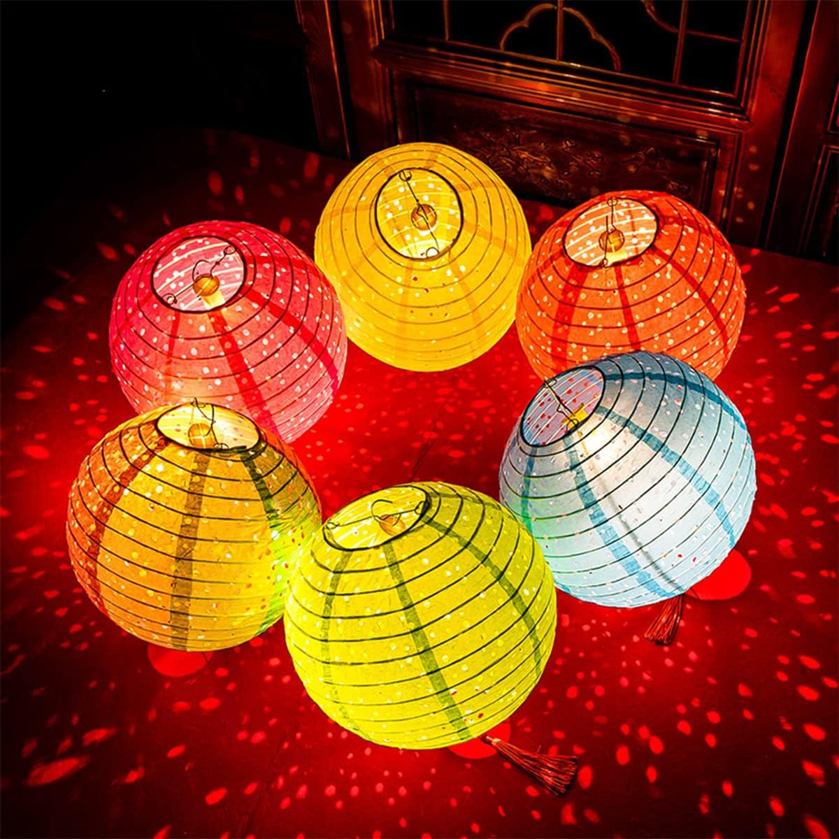 Amazon.co.jp: Lanito 紙提灯 お盆 紙ちょうちん 透かし彫り お盆飾り 提灯 LED付き 燈籠 カラフル 10個セット イベント お祭り 居酒屋/誕生日/結婚式/出店 ...