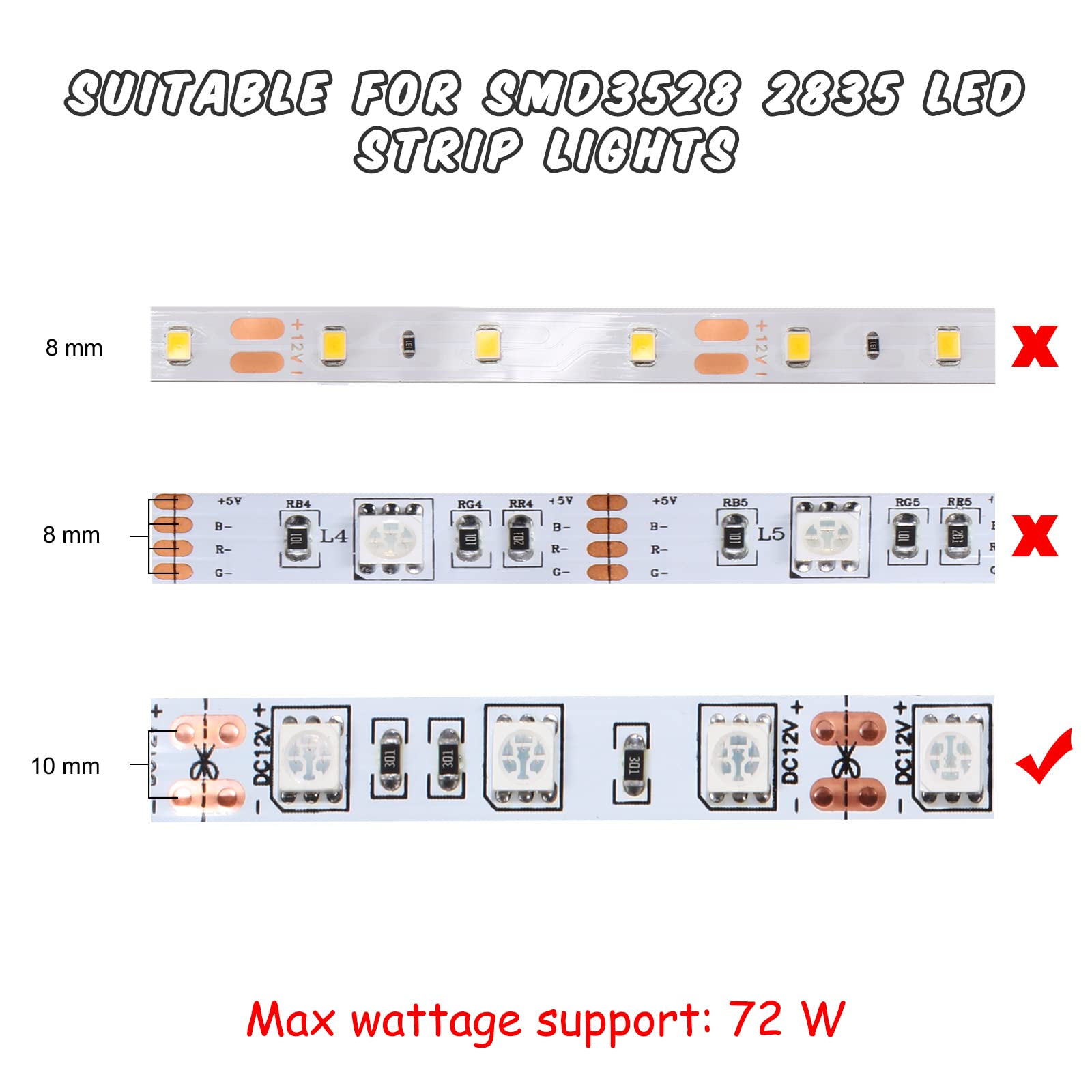 Snapklik.com : 40 Pcs 10 Mm 2 Pin LED Strip Connectors T Shape L Shape ...