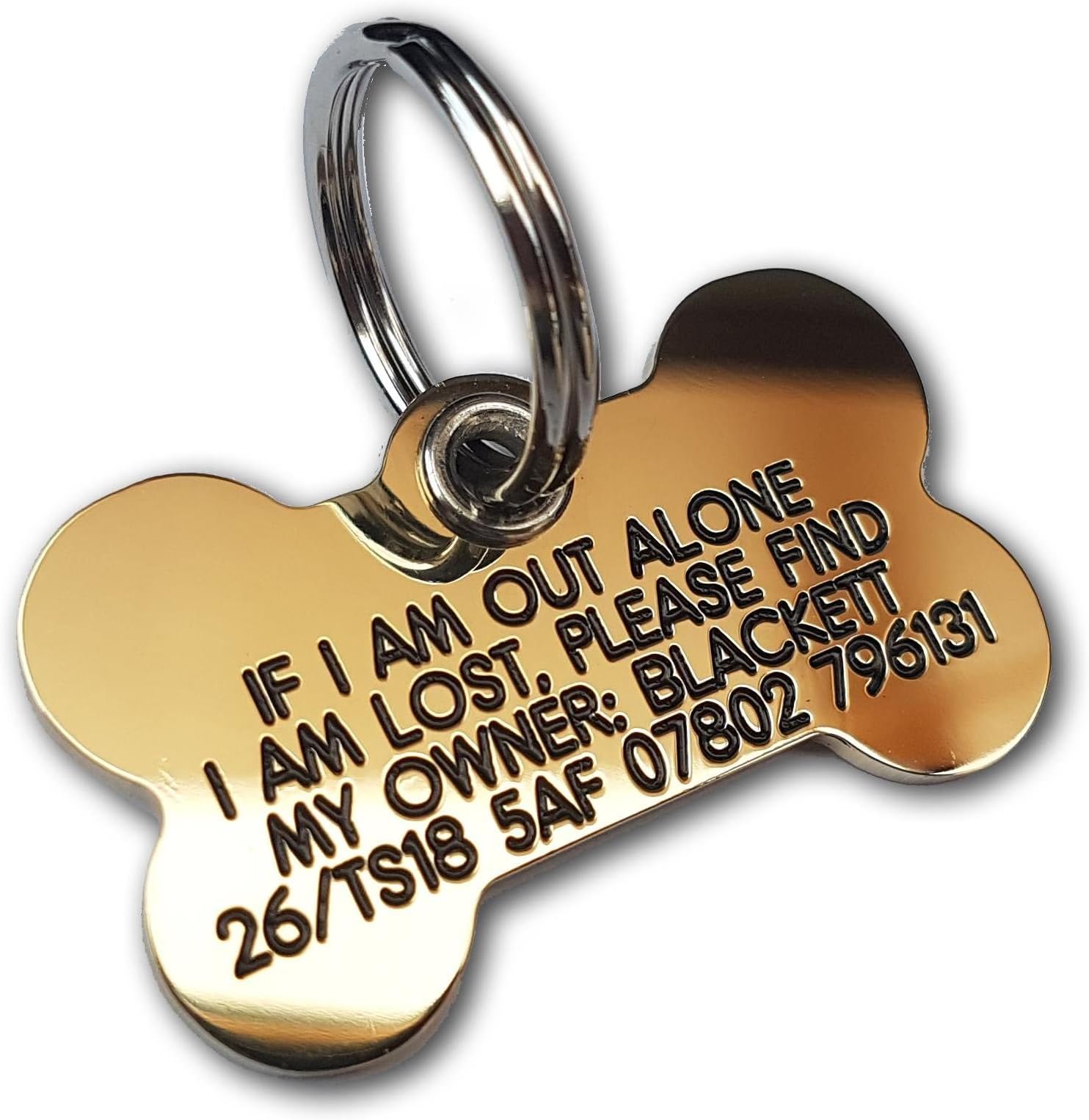 Reinforced Deeply Engraved Solid Brass Bone Dog tag : Amazon.co.uk: Pet ...