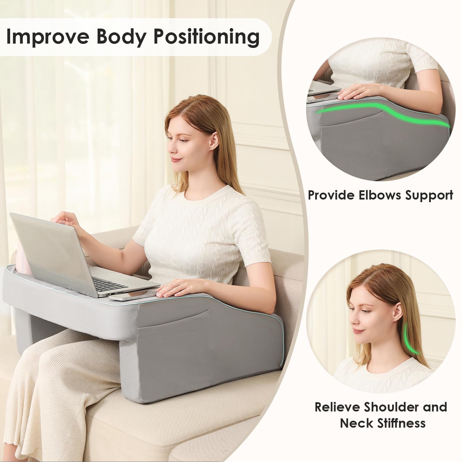 Snapklik.com : Reading Pillow For Bed And Sofa, Ergonomic Lap Desk For ...