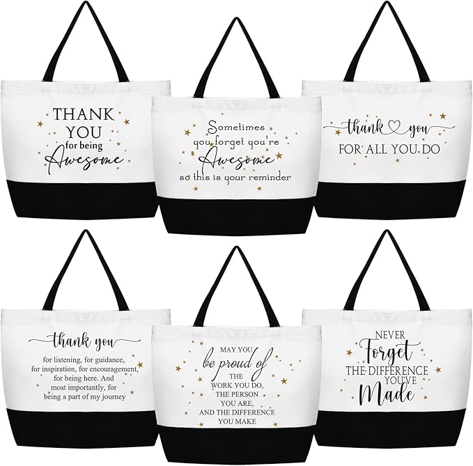 Amazon.com: Cunno 6 Pcs Thank You Canvas Bag for Women Employee ...