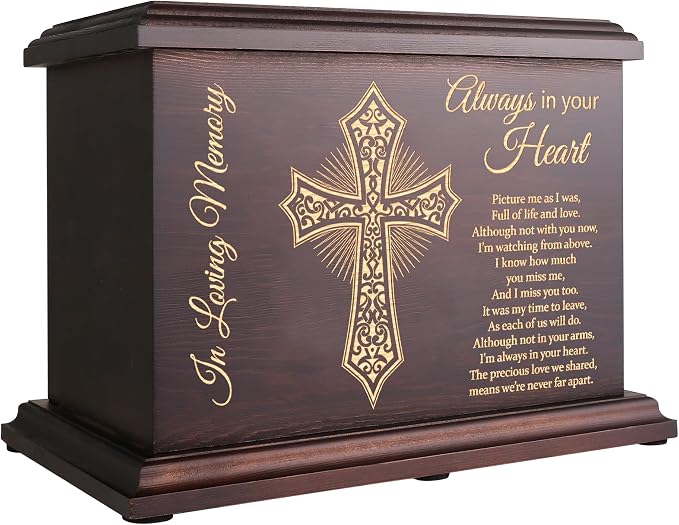 Cremation Memorial Urn for Human Ashes - Wooden Box and Casket for ...