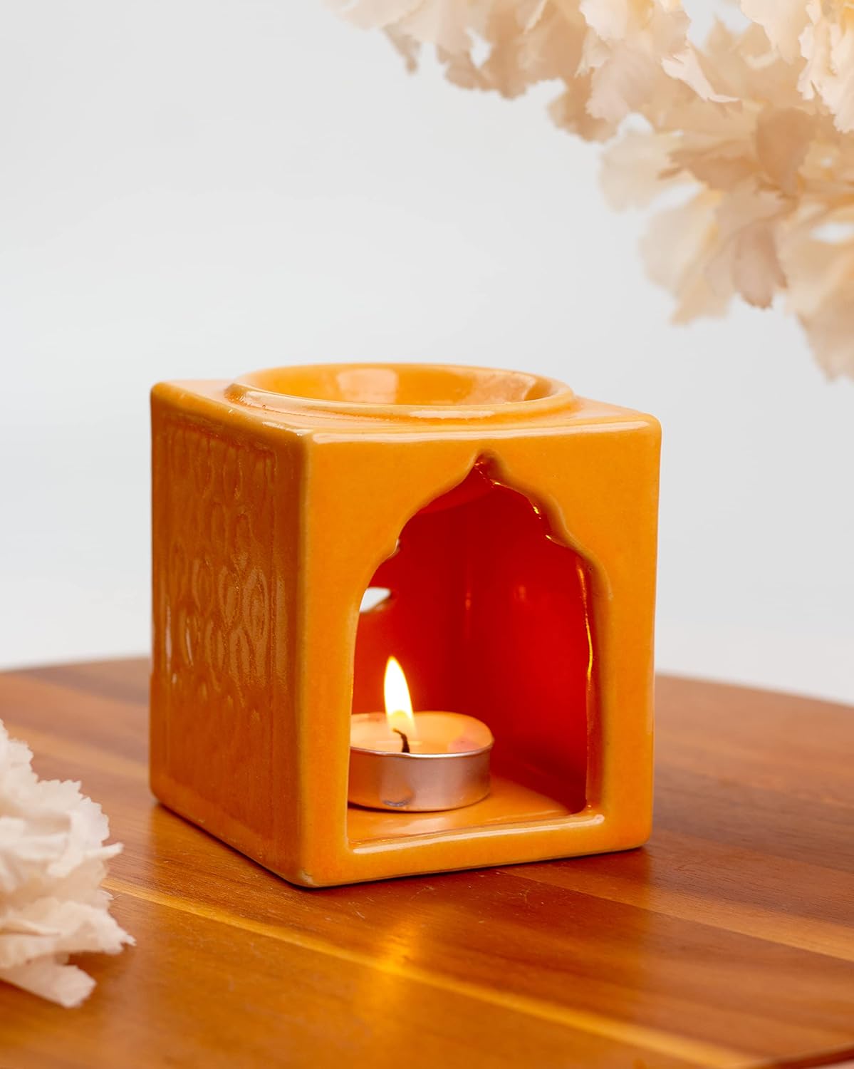 AuraDecor Handcrafted Small Ceramic Burner Square Shape with 1 T-Light ...
