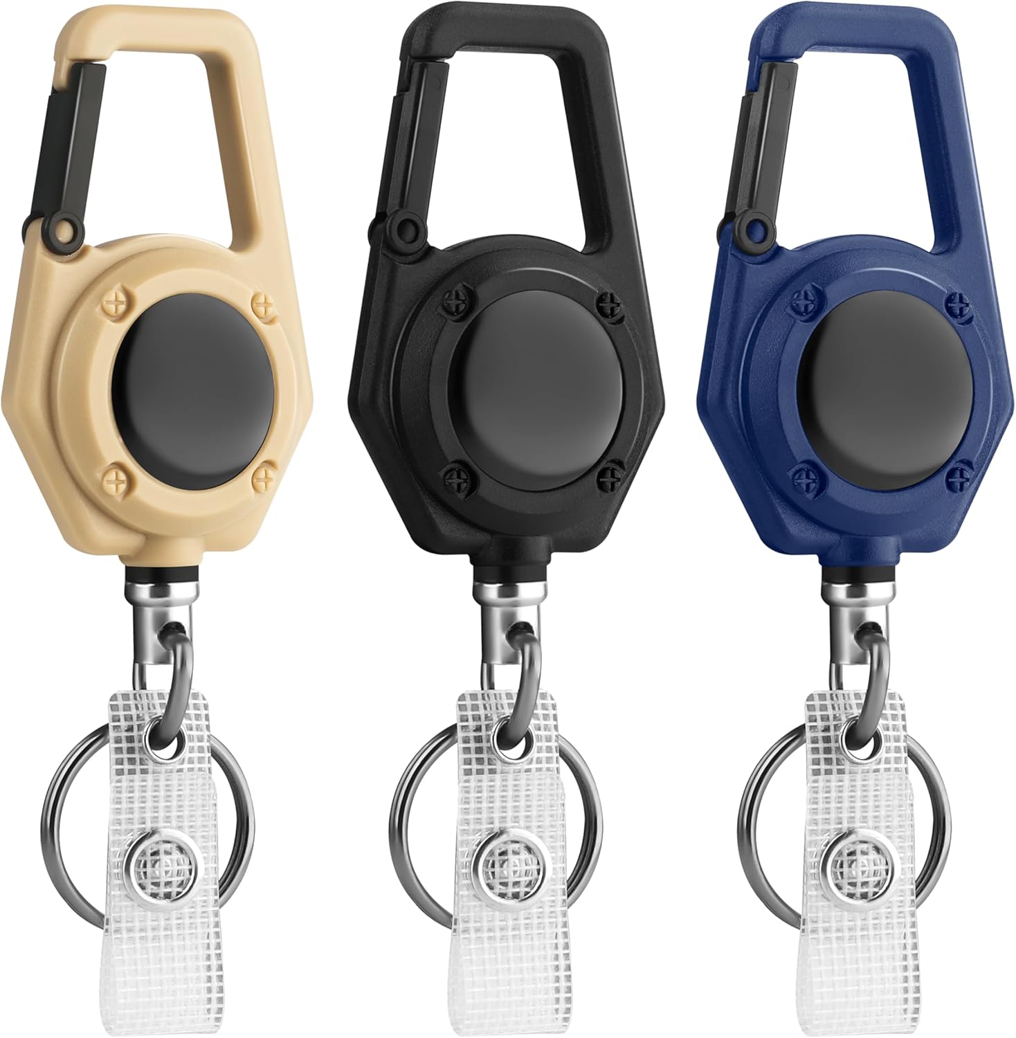 Amazon.com : Retractable Keychain Badge Holder Reel 3 Pack, Heavy Duty ...