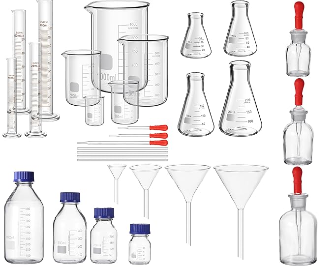 Salco 31 Pcs Lab Glassware Set Include Measuring Beakers Cylinders ...