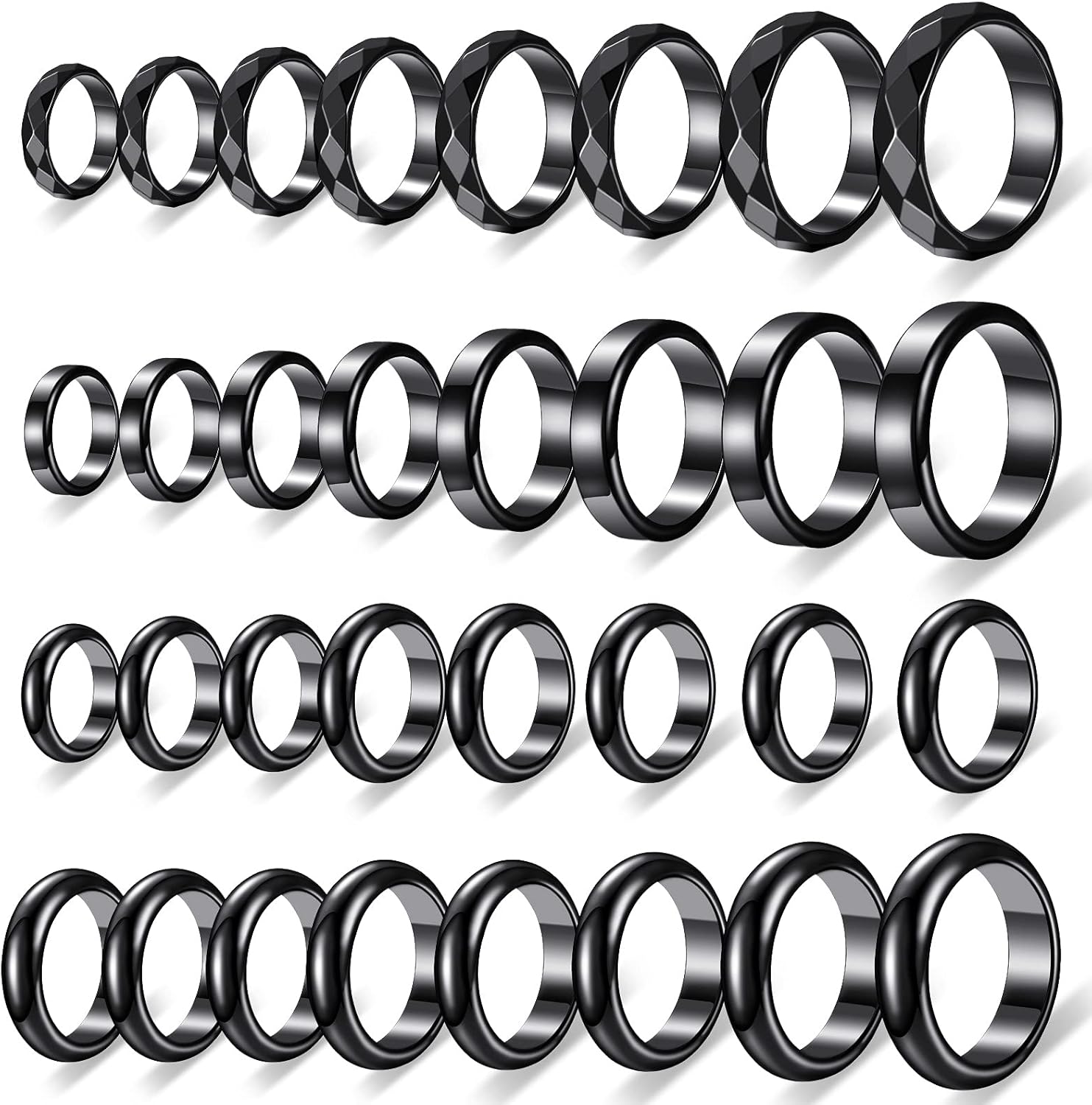 Amazon.com: 32 Pieces Genuine Hematite Rings Set Negative Energy Ring ...