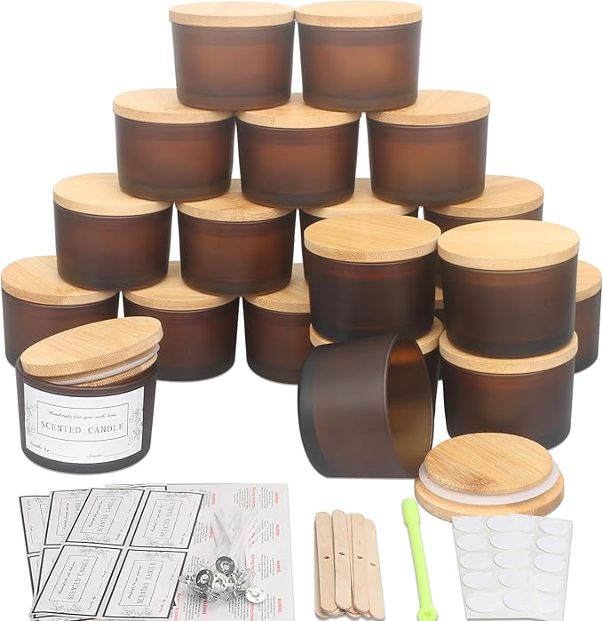 Amazon.com: MILIVIXAY 20 Pack 4 OZ Frosted Amber Glass Candle Jars with ...