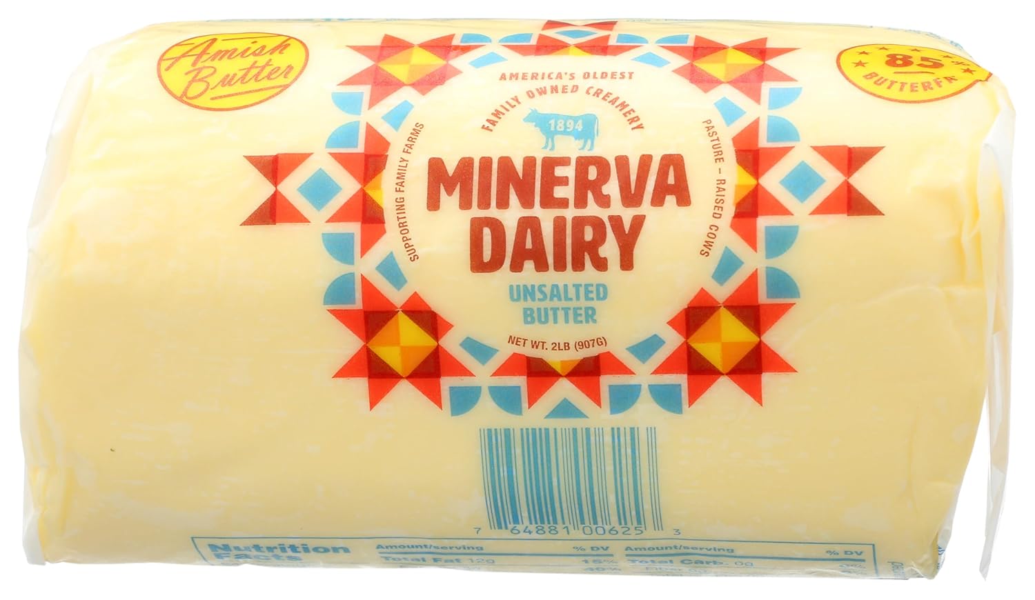 Amazon.com: Minerva Dairy Butter Roll Amish Unsalted, 2 lb : Grocery ...
