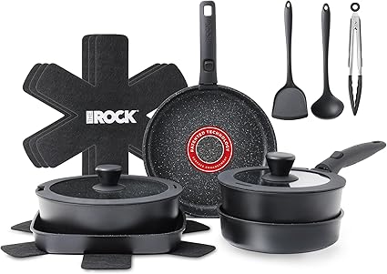 THE ROCK SMART SPACE 16pc Nonstick Pots and Pans Set with ROCK.TEC ...