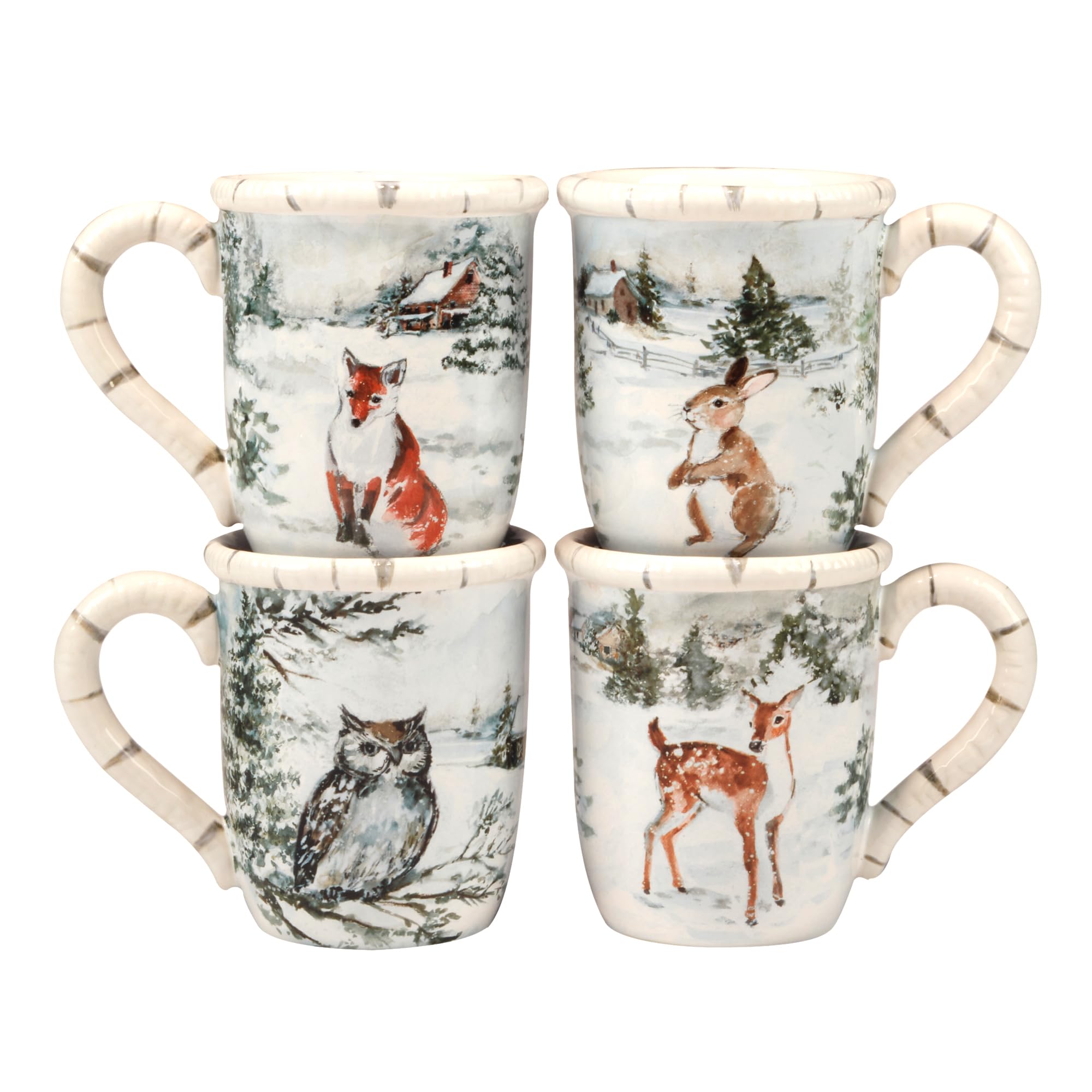 Amazon.com | Certified International Winter Frost 18 oz. Mugs, Set of 4 ...