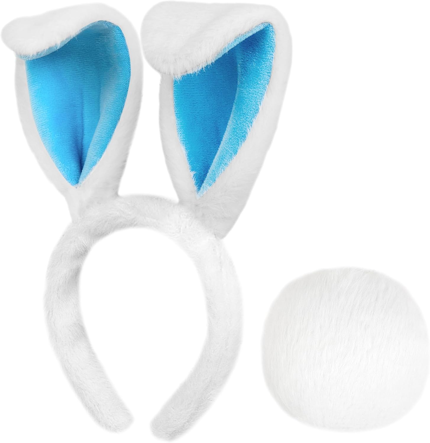 Amazon.com: Easter Bunny Ears Headband and Tail Set, White Bunny Ears ...