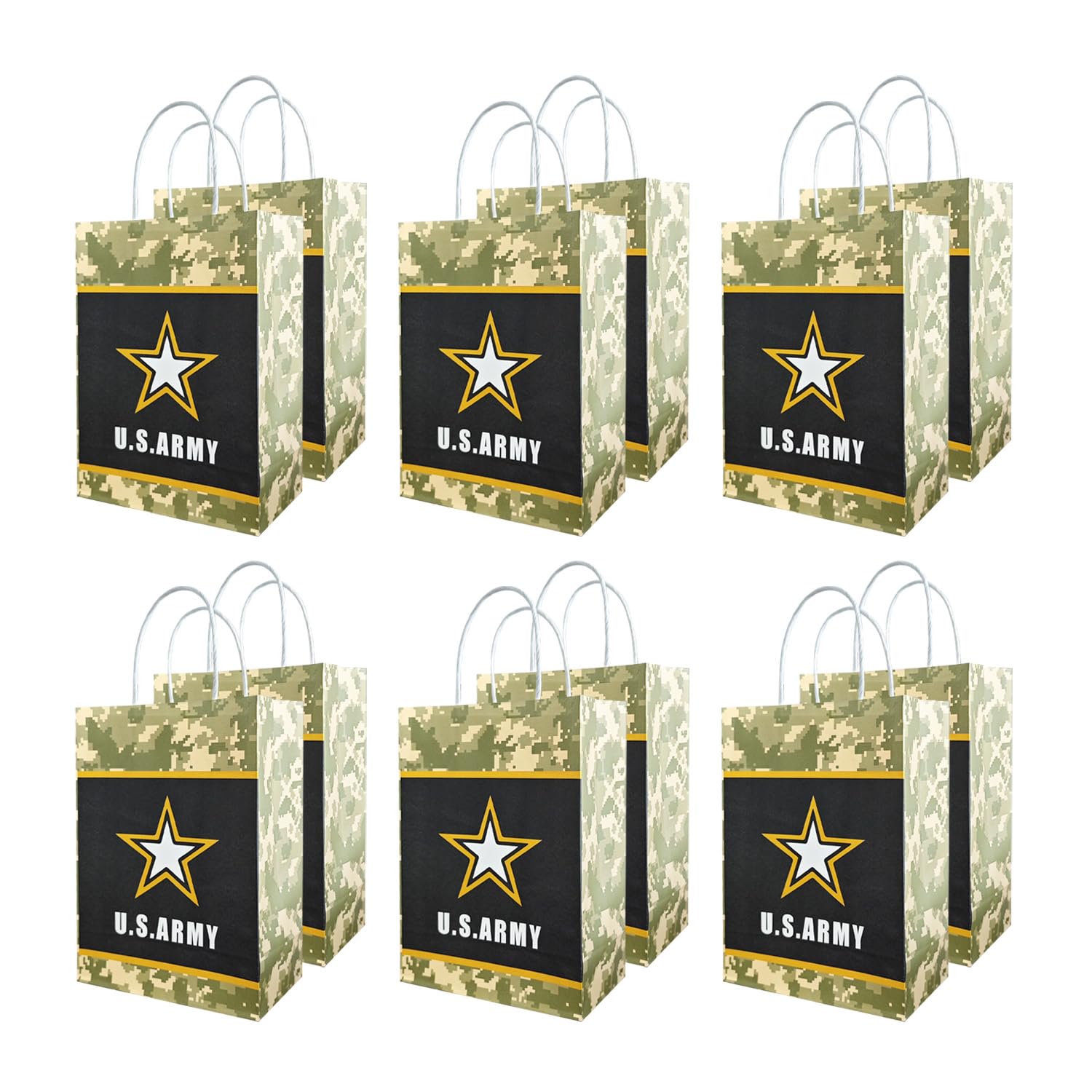 Amazon.com: DodelyGz 12 Pcs US Army Camo Gift Bags,US Army Theme Party ...