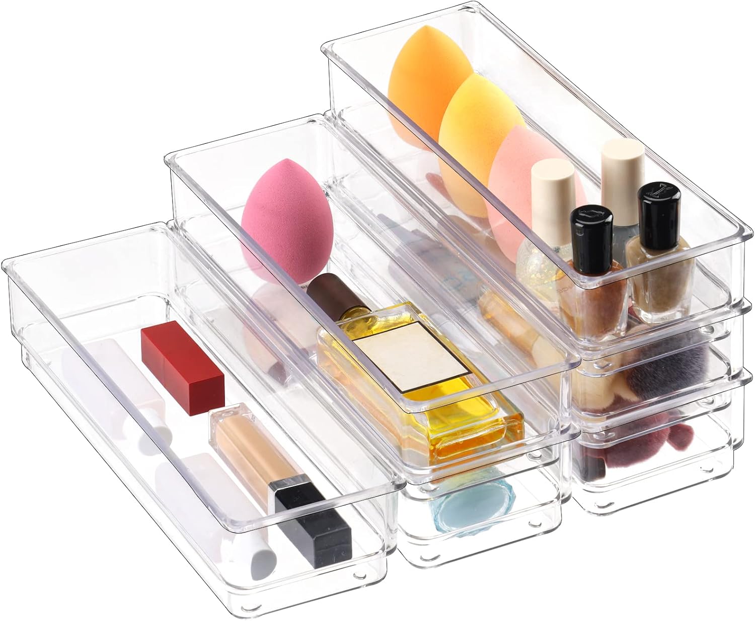 Amazon.com: Fixwal Clear Drawer Organizers, 6-Piece 9x3x2 Inches ...