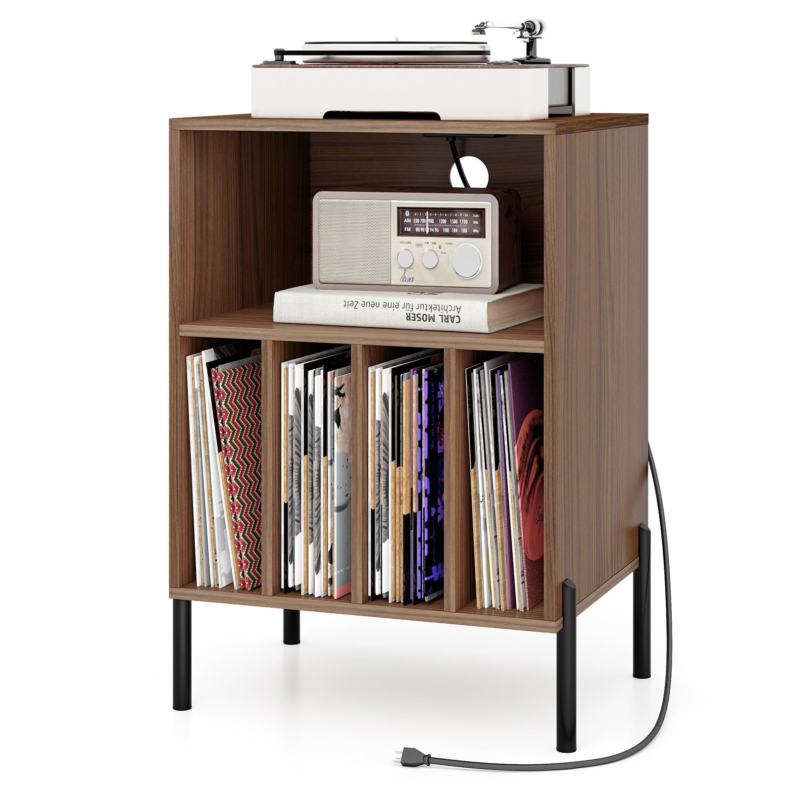 Amazon.com: Giantex Record Player Stand with Charging Station ...