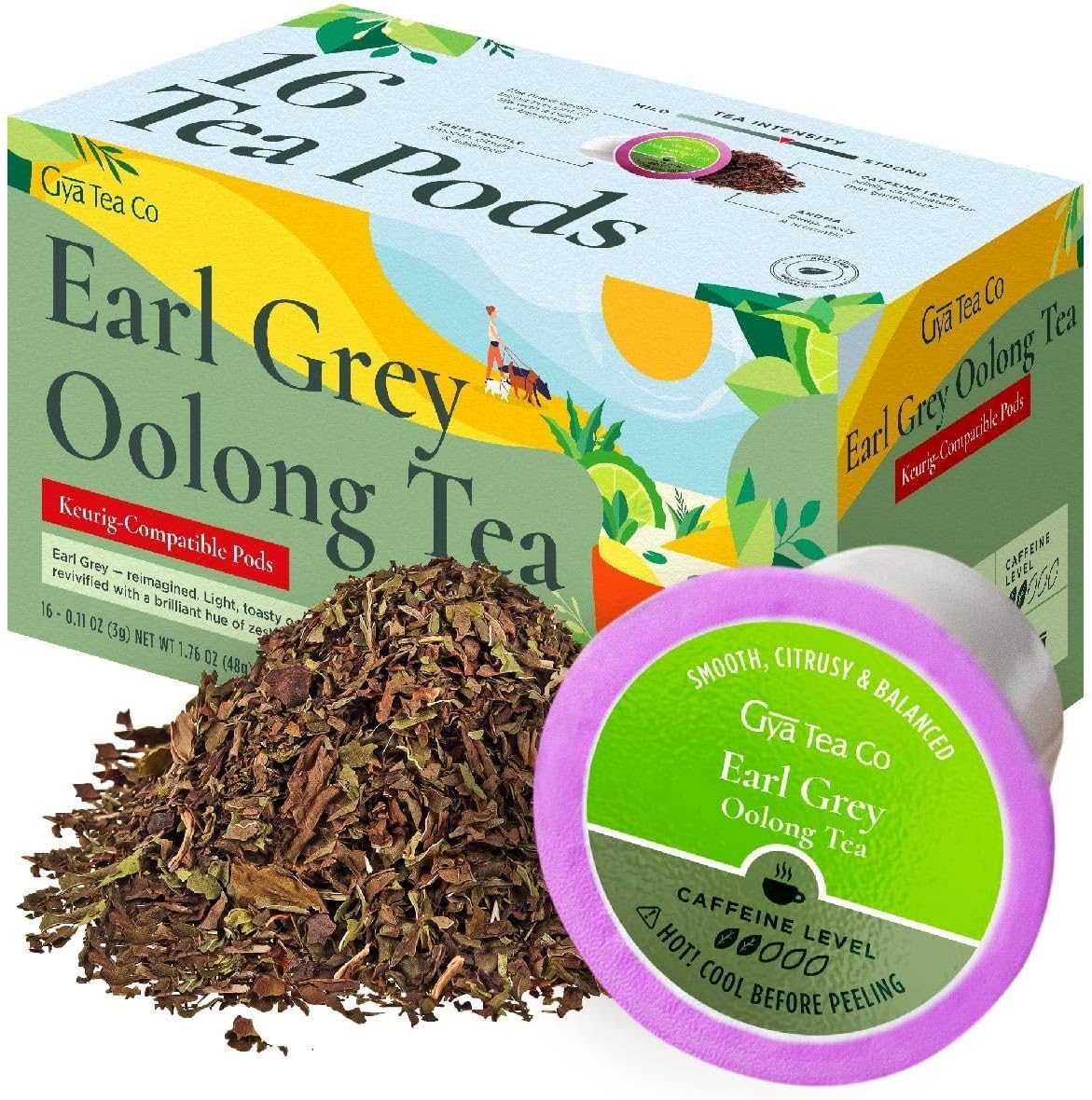 Amazon.com : Gya Tea Co Maharaja Earl Grey Oolong Green Tea K Cups for ...