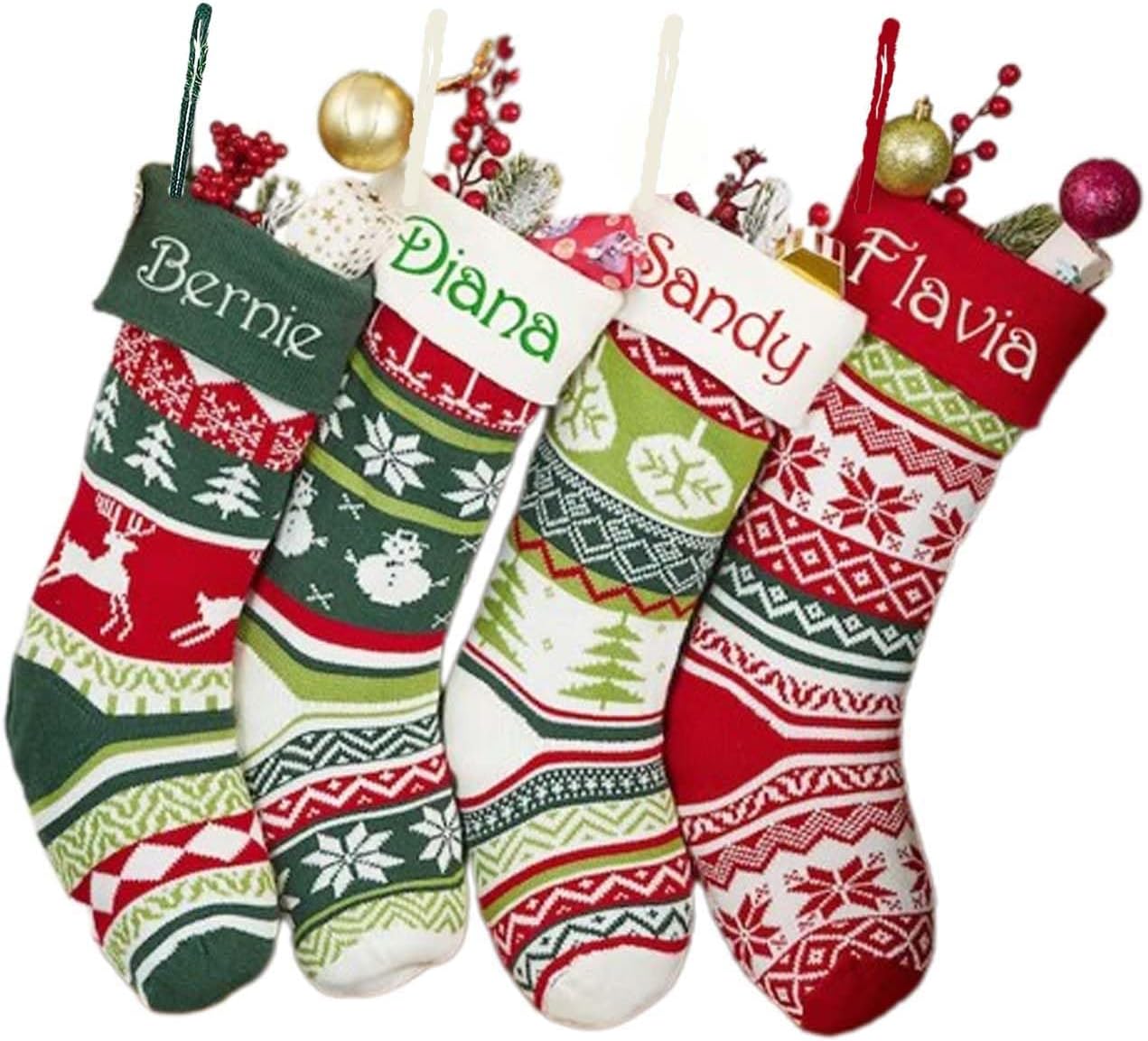 Amazon.com: Personalized Knitted Christmas Stockings, Custom Name ...