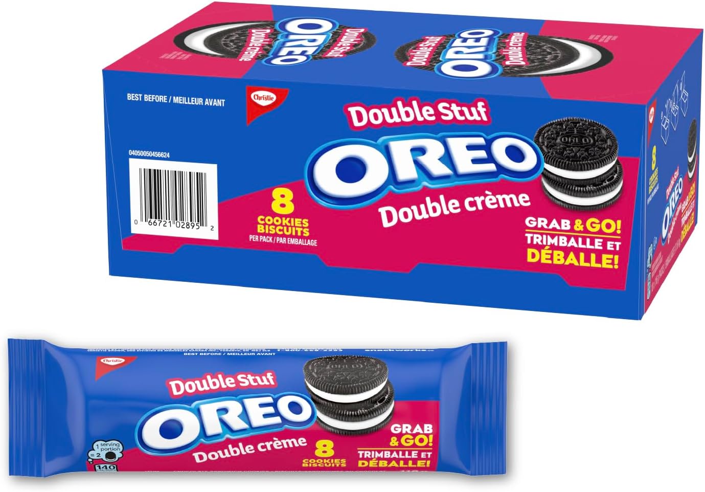 OREO, Double Stuf, Chocolate Sandwich Cookies, 10 Packs, 8 OREO Double ...