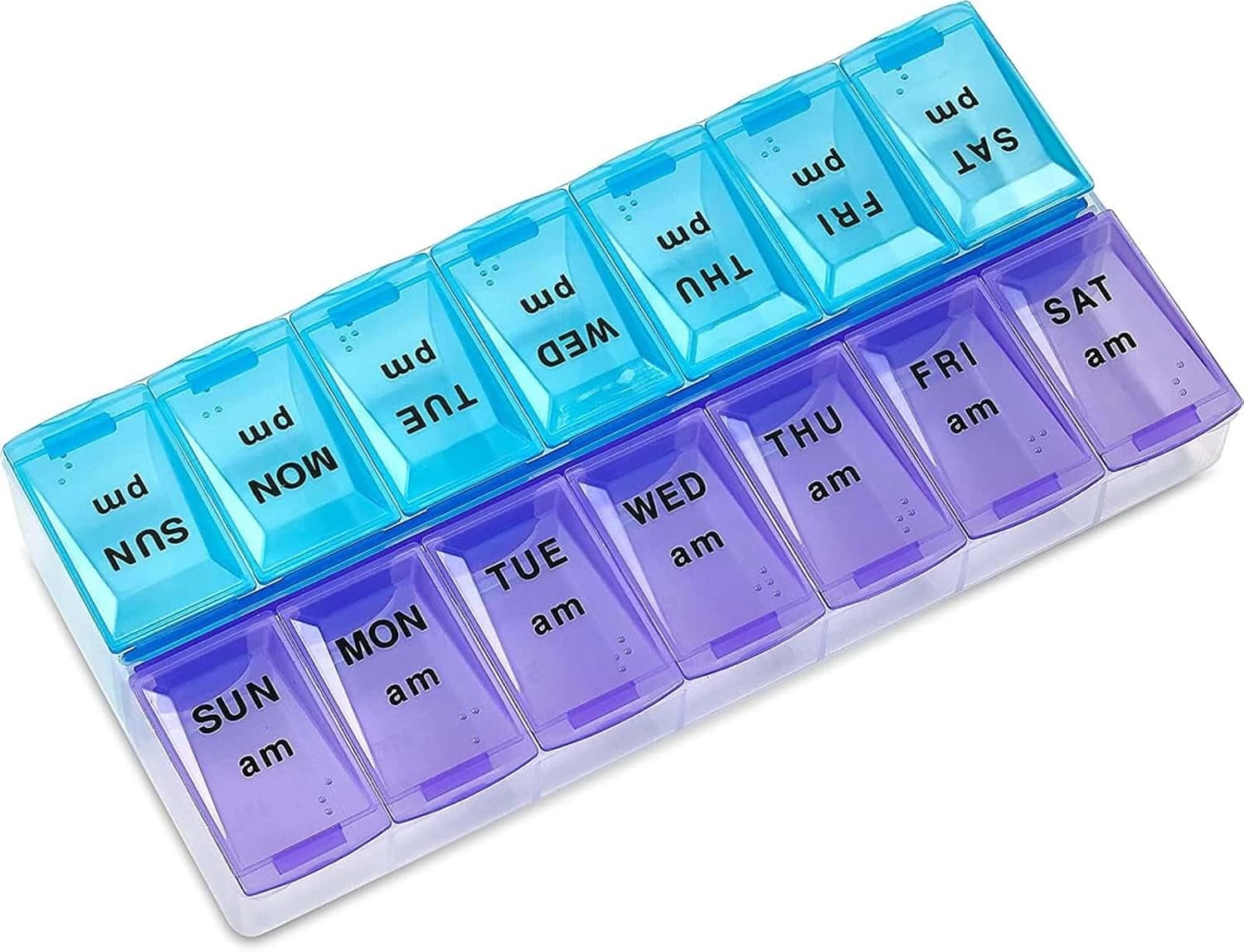 VINPAM Weekly Pill Organiser - 7 Day AM/PM Tablet Box, 14 Compartments ...