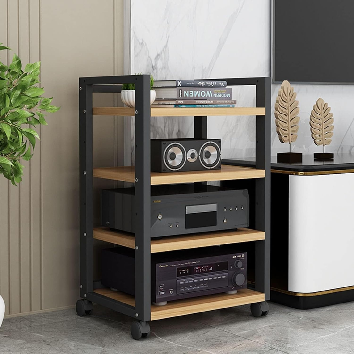 Amazon.com: YLQFGUVWK 4-Tier AV Media Cabinet Stand Component Cabinet ...