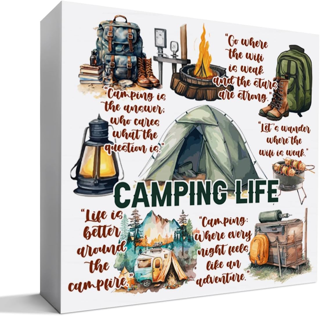 Amazon.com: Camping Desk Decorations Wooden Sign, Camp Decor for Home ...