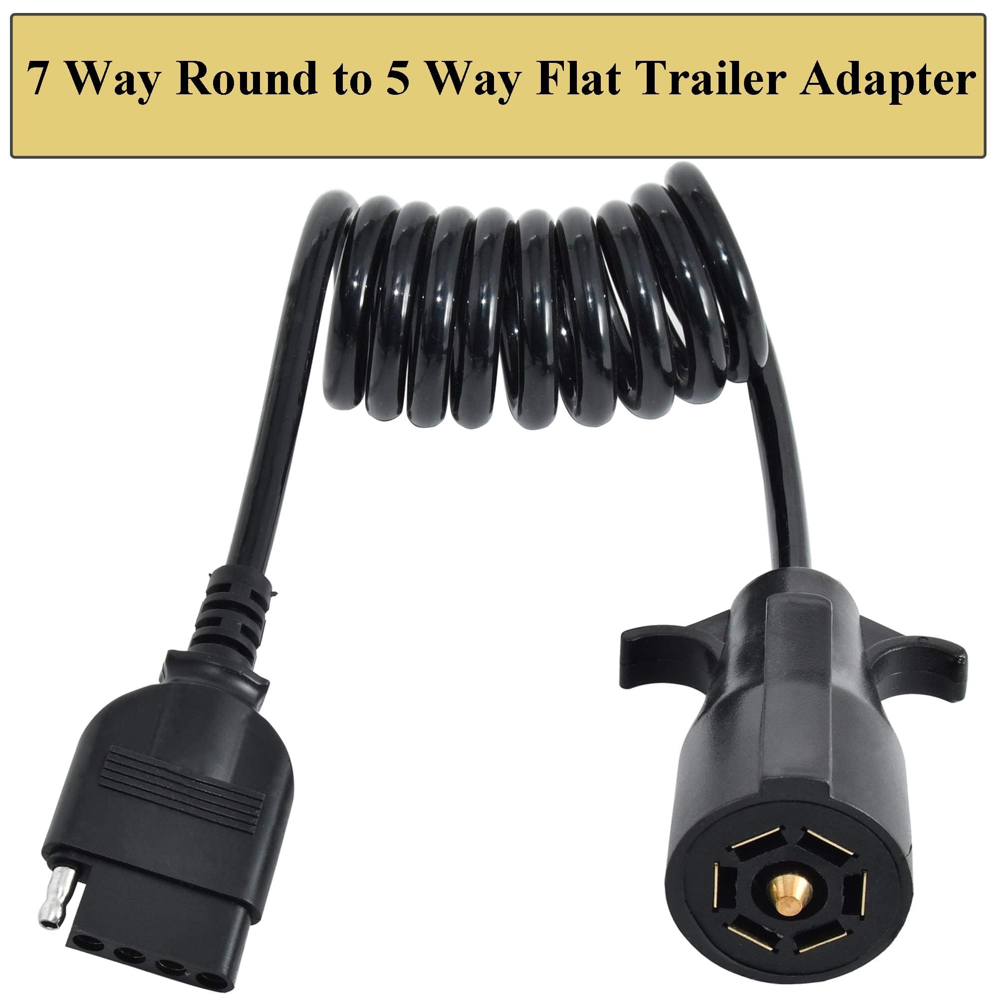 Snapklik.com : Oyviny 7 Way Round To 5 Way Flat Coiled Trailer Plug ...