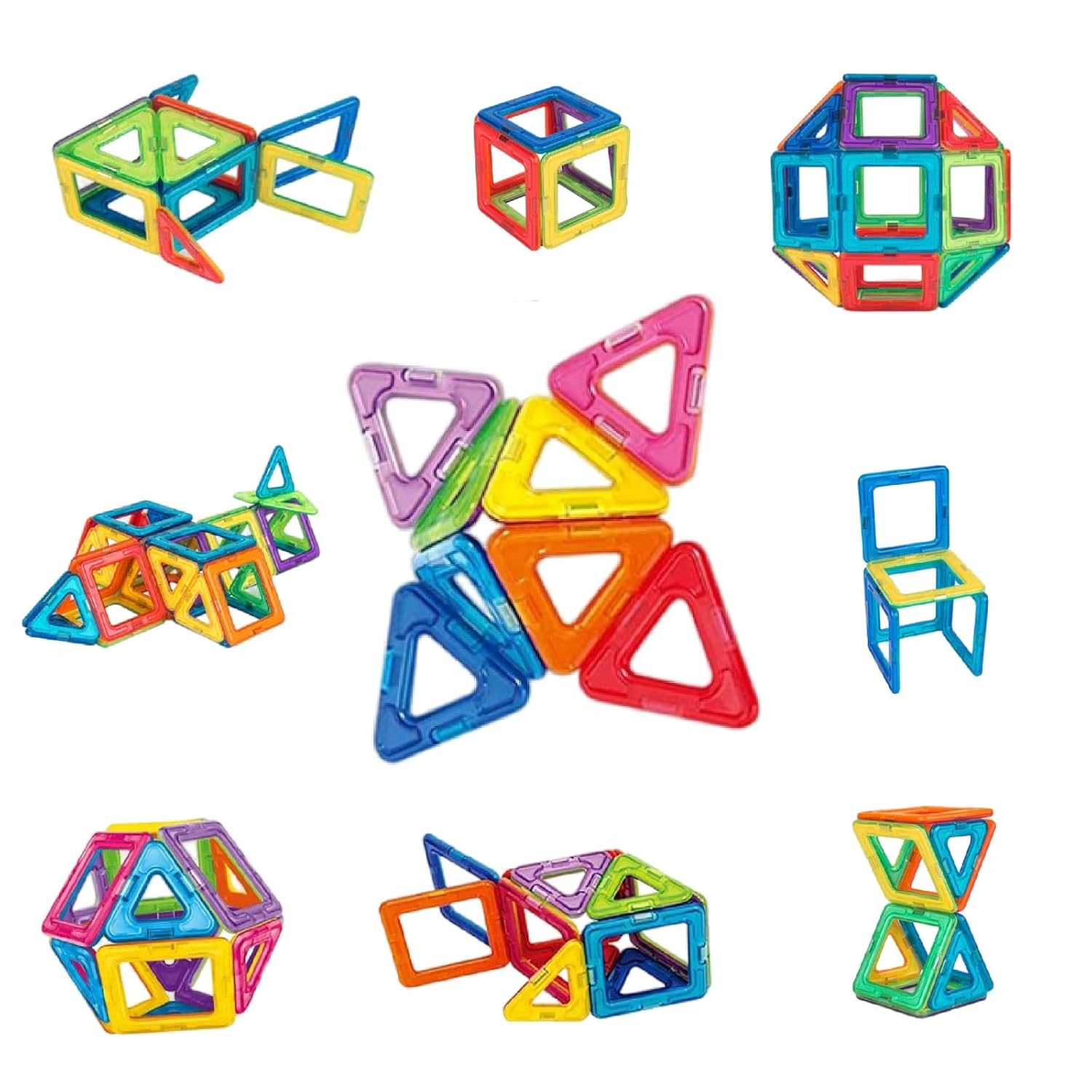 ToyMagic MagnaPlay Magnetic Tiles 32 Pcs|Multiple Shape & Colour Tiles ...