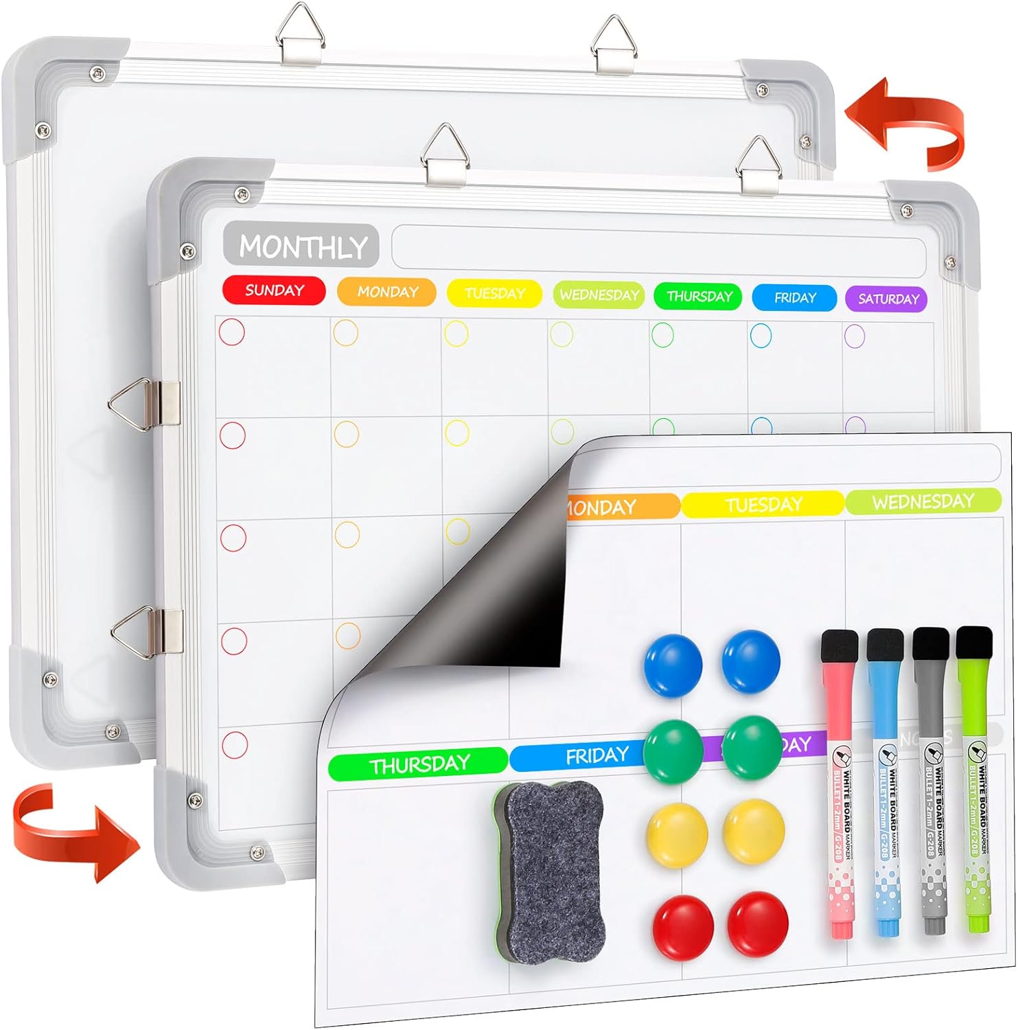 Amazon.com : 2 Pack 12 x 16 Inch Dry Erase Small Whiteboard - Double ...