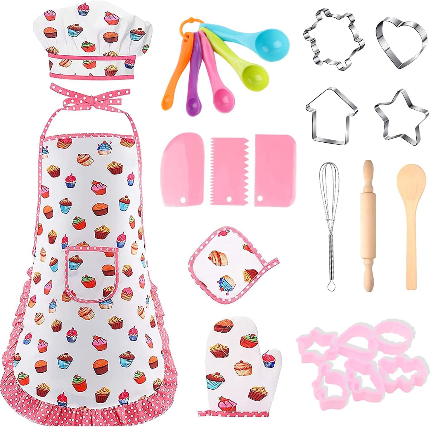 26 PCS Kids Cooking and Baking Set, Kids Chef Set Apron Chef Hat Kids ...