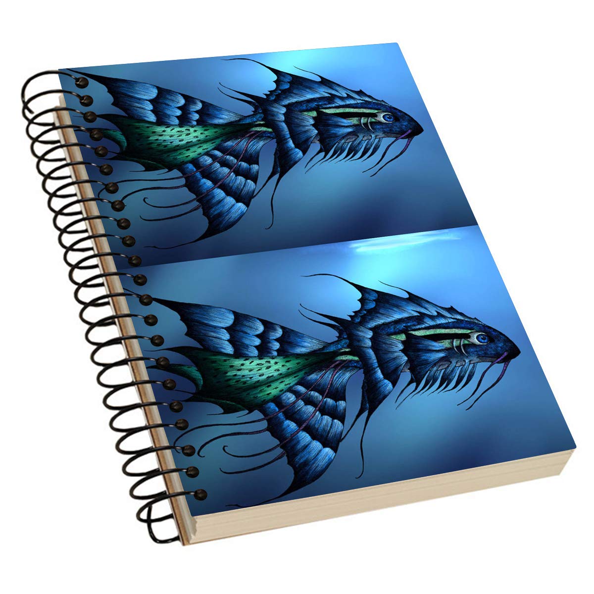 Art Decor Blue Fish Theme Notebook | Spiral Notebook, Size : A67 ...