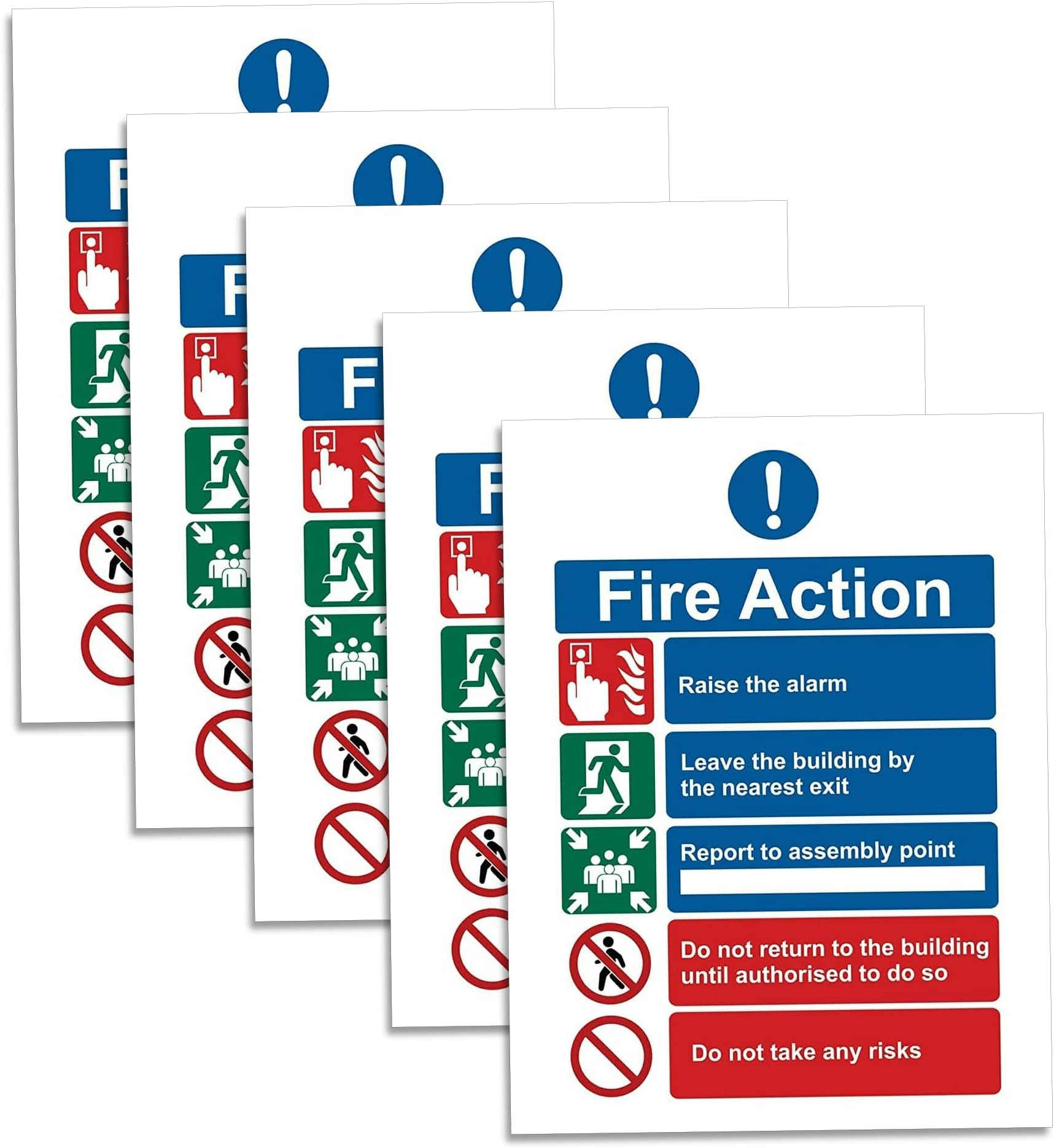 RubiGo – 1/2/5/10 Pack Fire Action Notice Sticker 20x15cm – Fire Safety ...