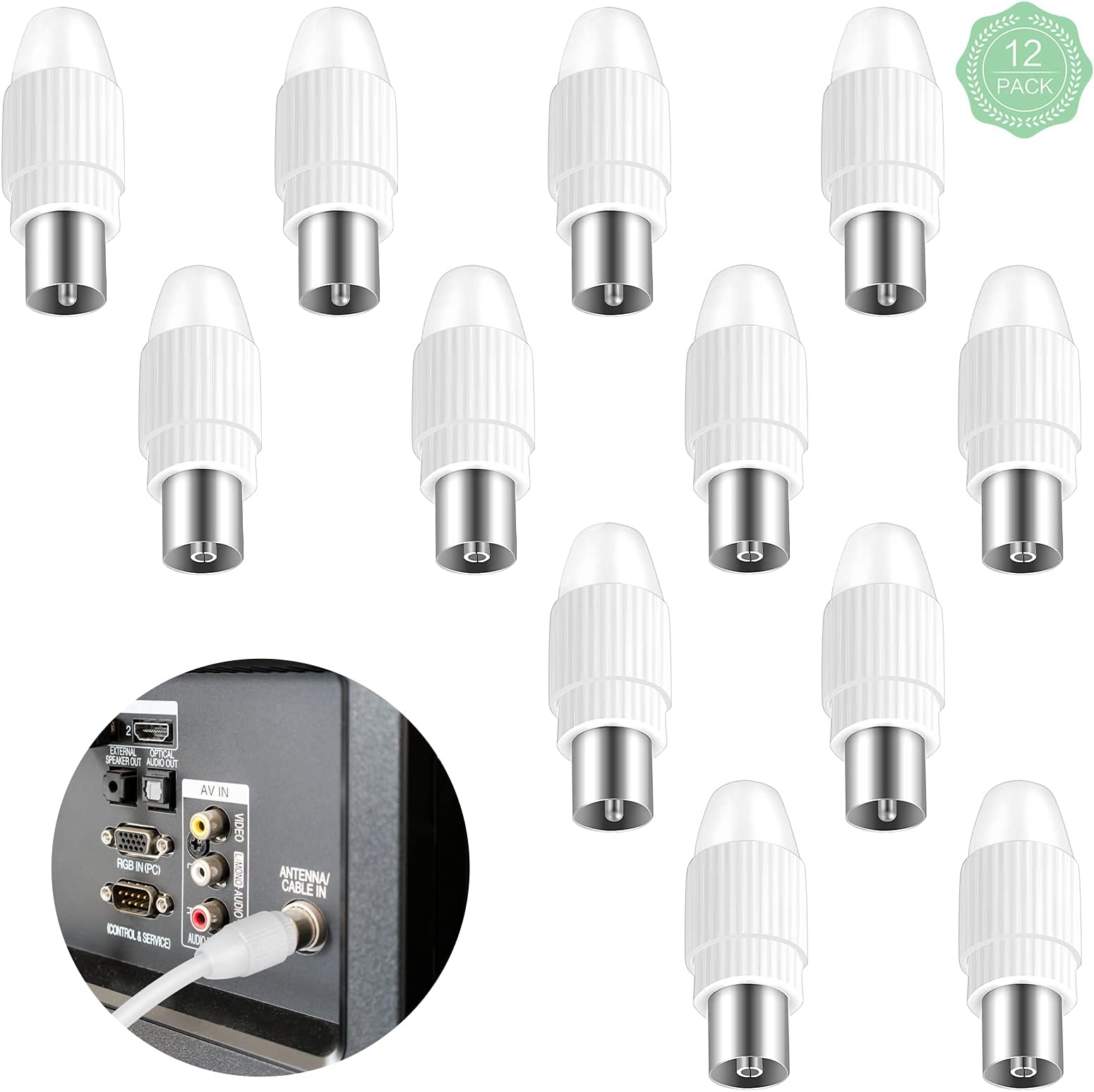 10 Stücke Metall TV Antennen Koaxial Stecker, KUOQIY 5 Buchse & 5 ...