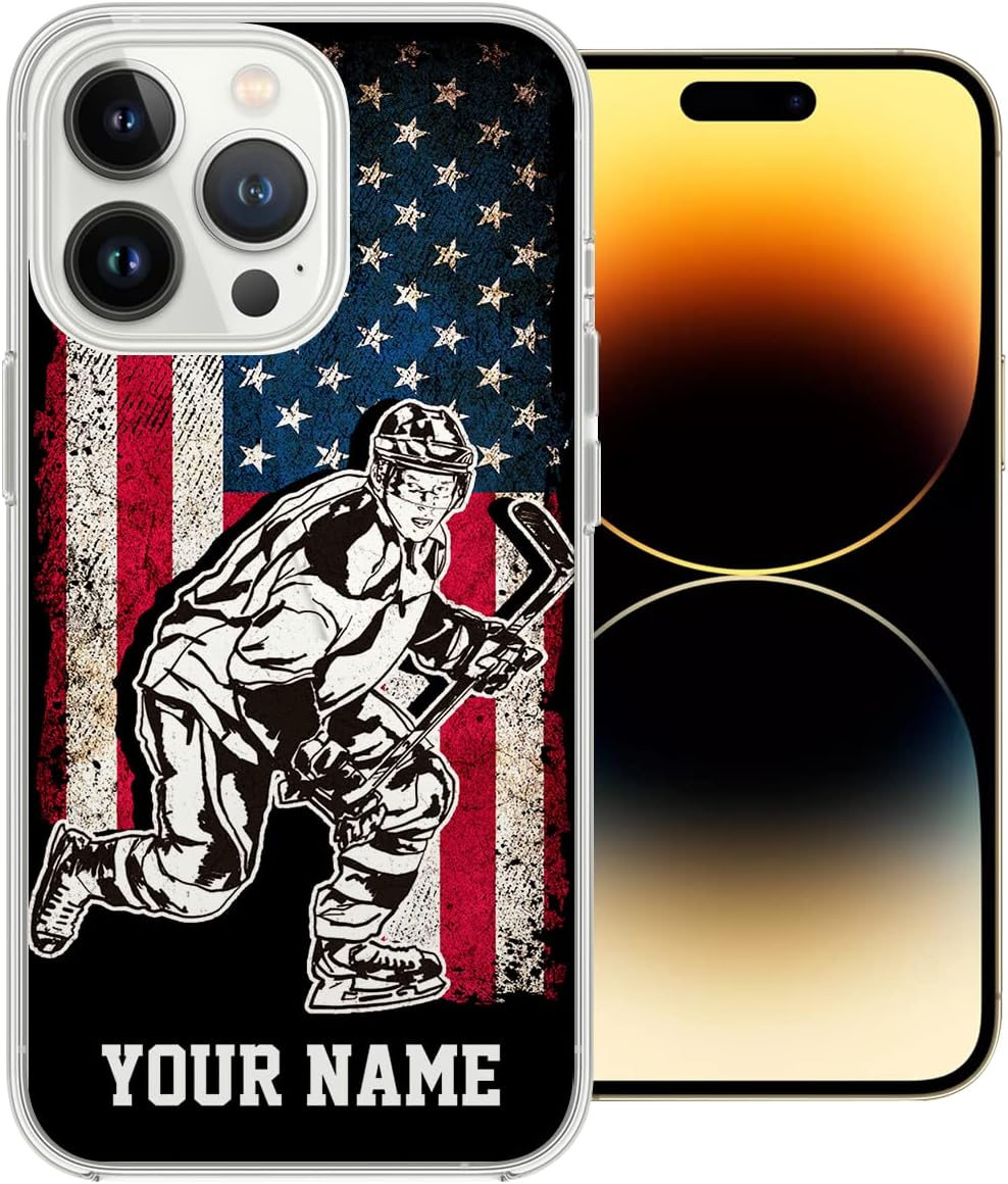 Amazon.com: Somlatic Hockey Phone Case Custom Name & Number Ball ...