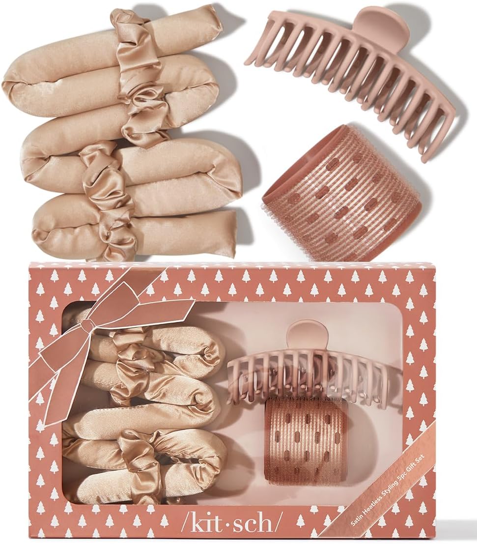 Amazon.com : Kitsch Satin Heatless Hair Styling Gift Set - 5pc Set of ...