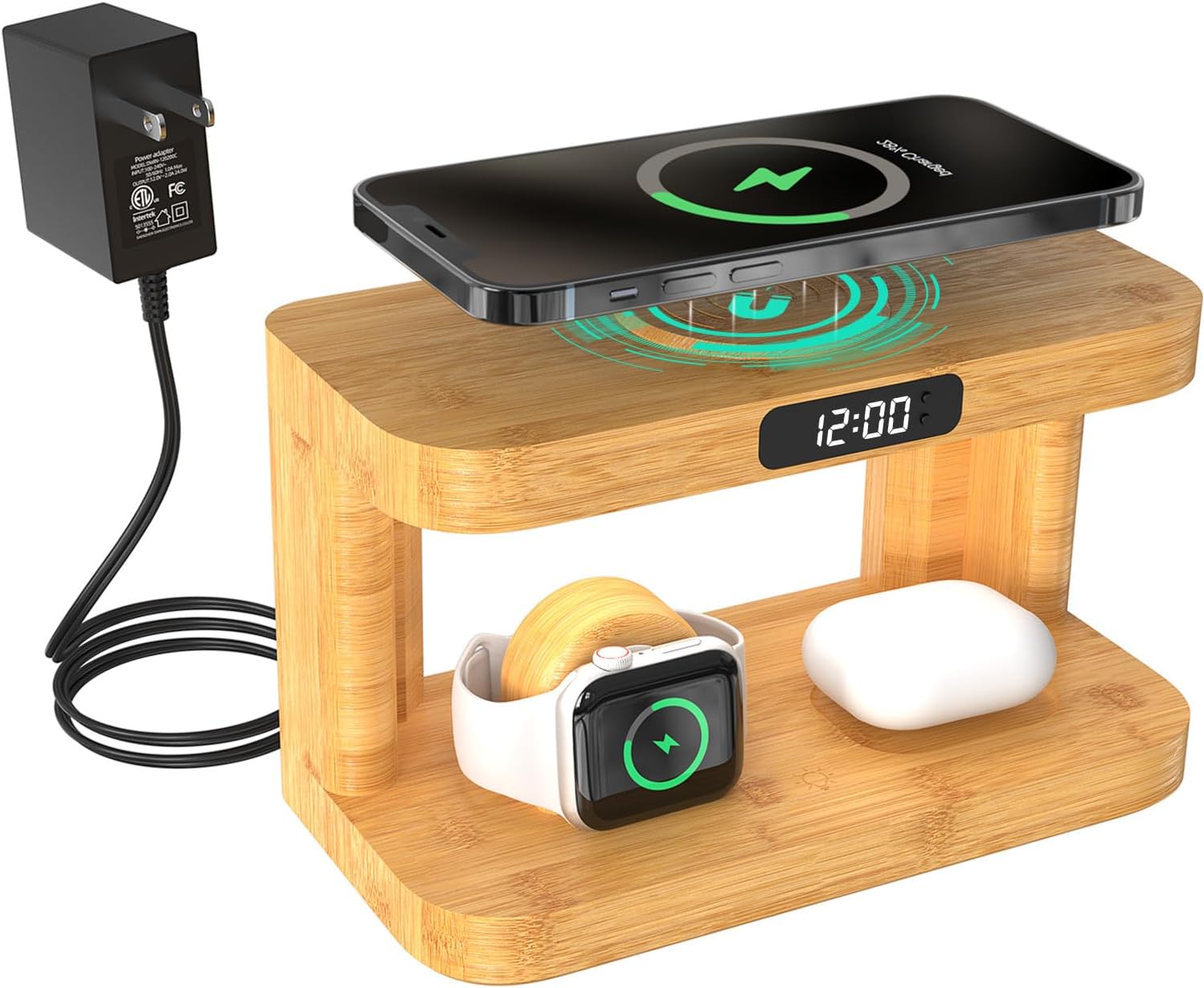 Amazon.com: HQOBZX Bamboo Wireless Charging Station: Fast Charger Stand ...