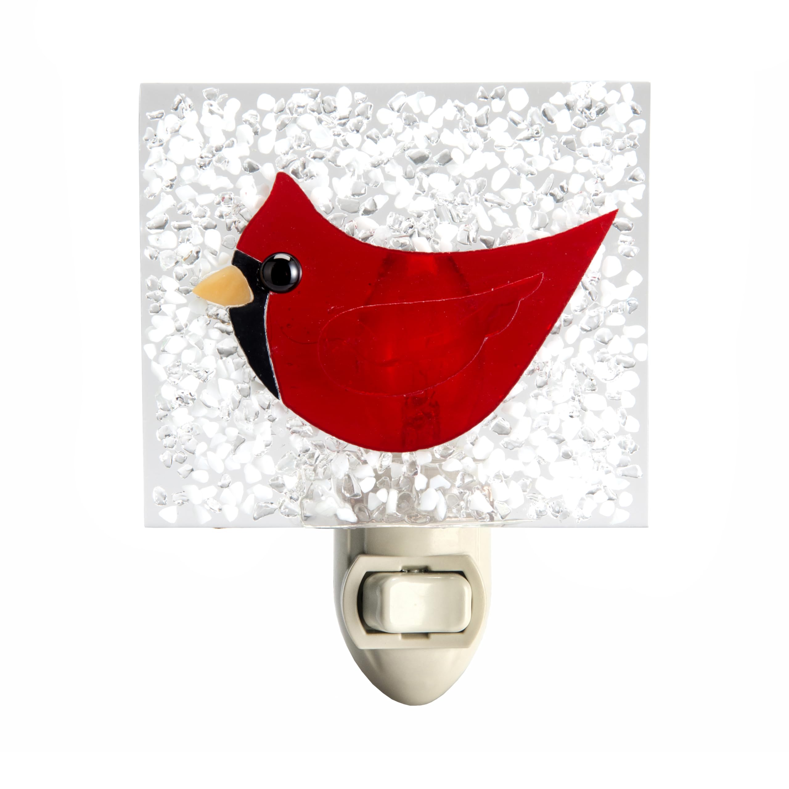 J Devlin Glass Art Stained Glass Night Light, Red Cardinal, Bird, Plug ...