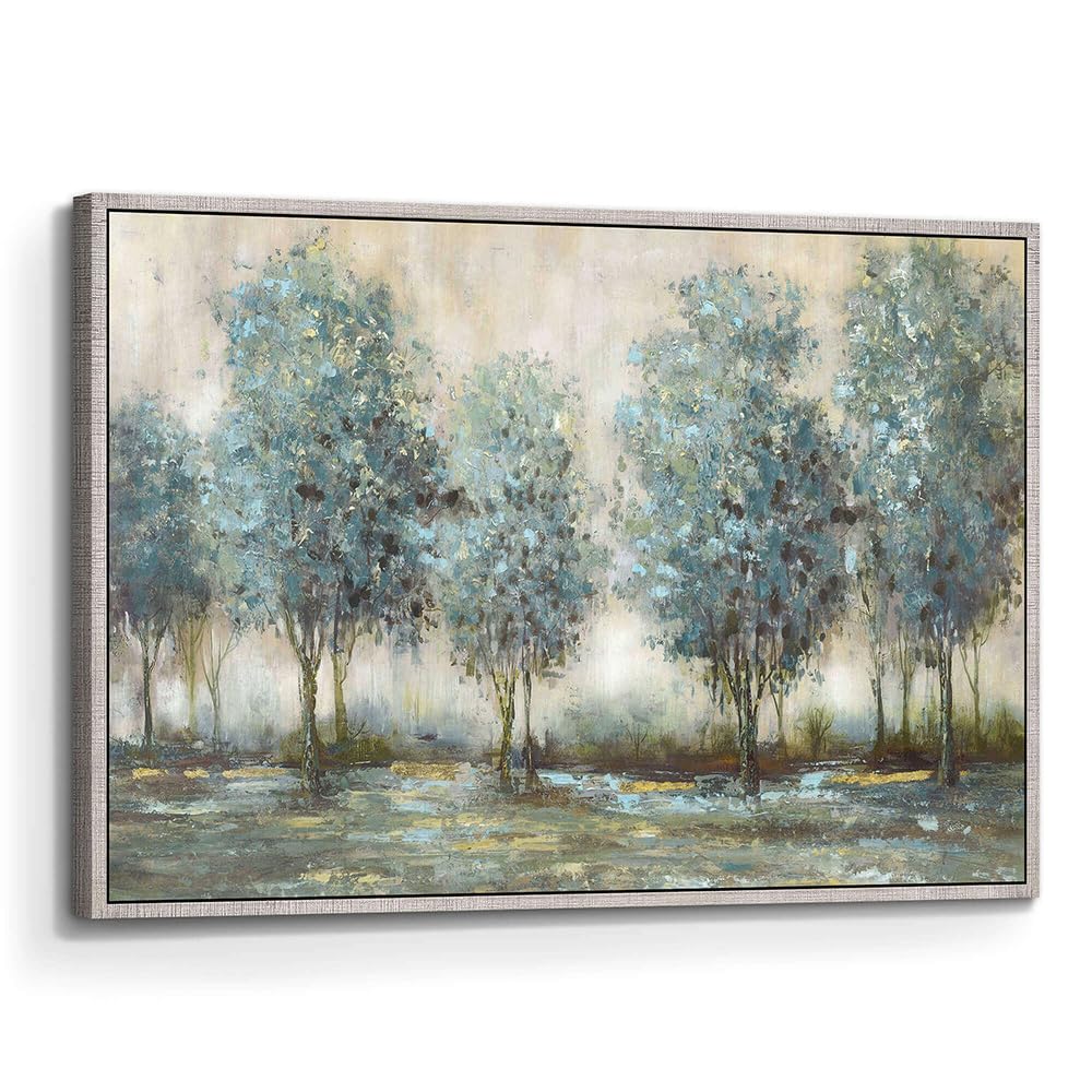 Abstract Tree Canvas Wall Art: Framed Modern Forest Scenery Hand ...