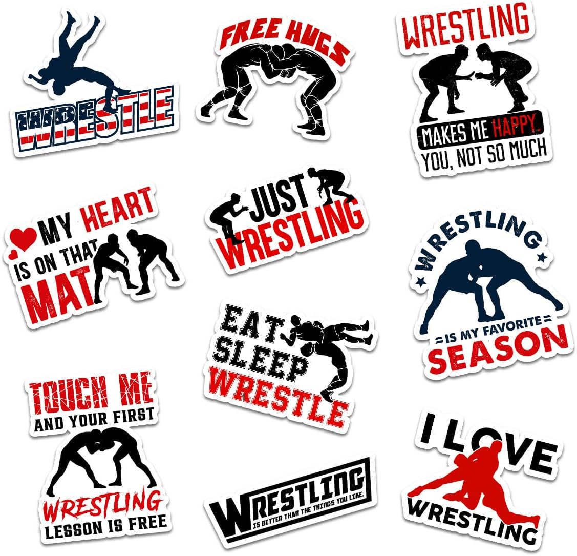 Amazon.com: 10 Pcs Wrestling Stickers – Funny Vinyl Decals for ...