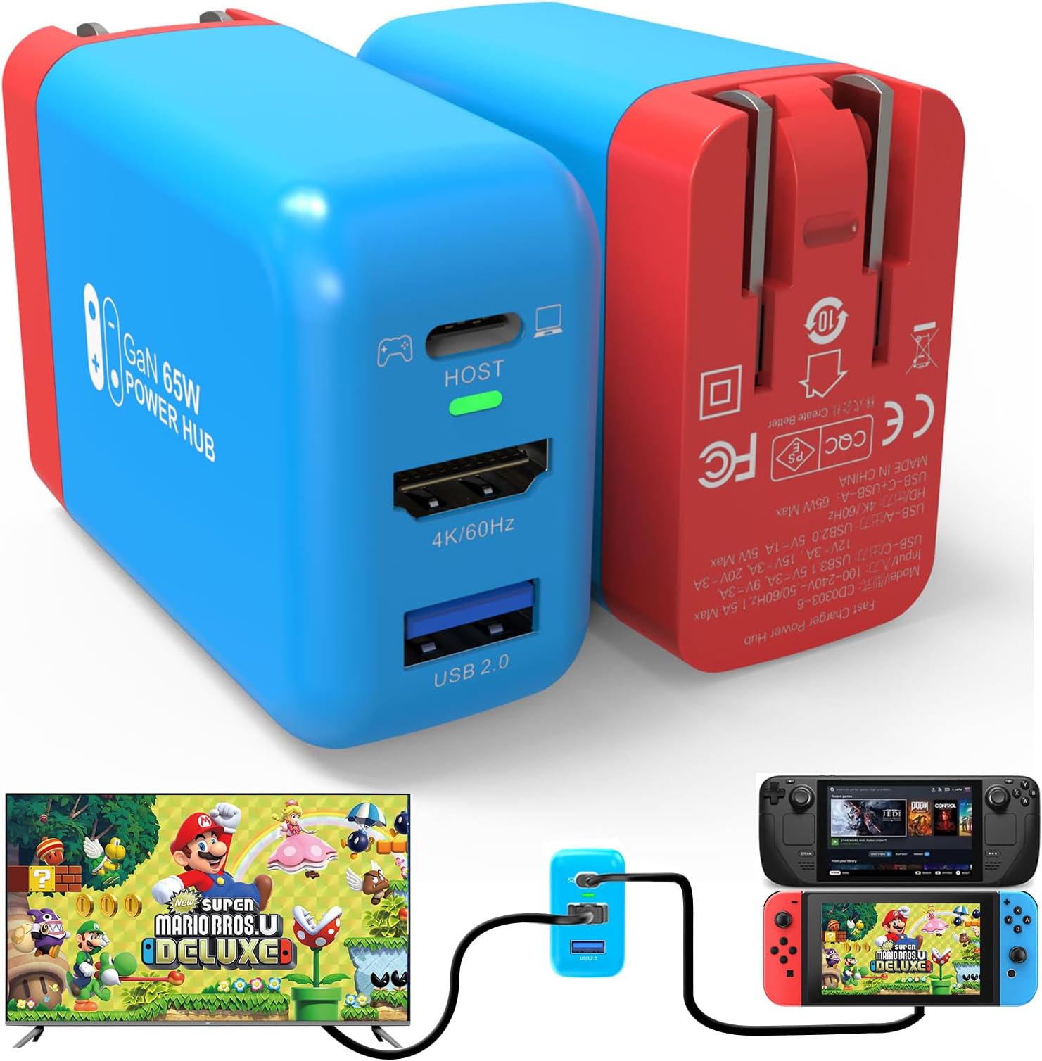 Amazon.com: Techigher Switch Dock Charger Portable Travel TV Docking ...