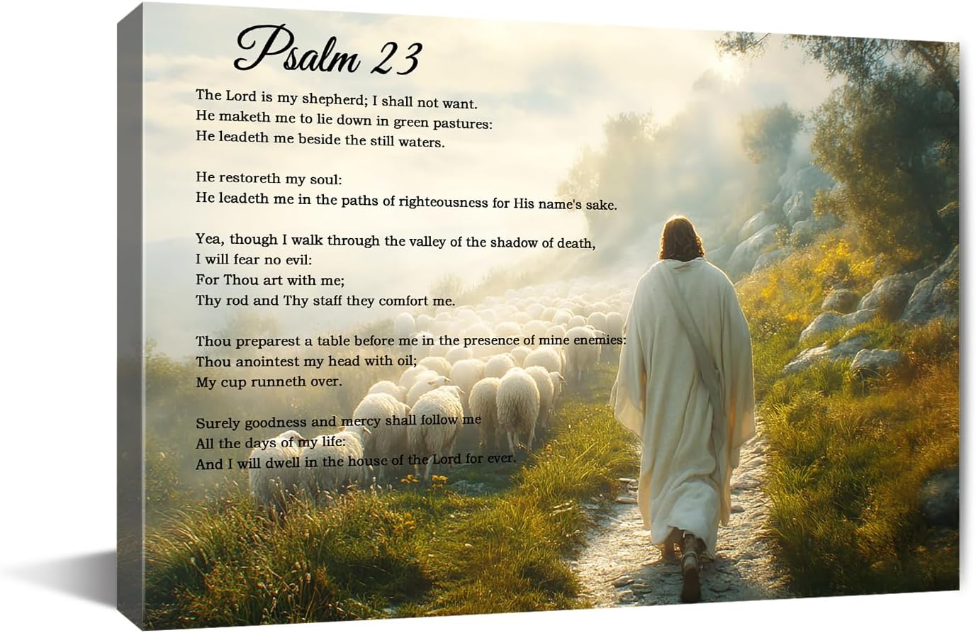 Amazon.com: Psalm 23 Canvas Wall Art Decor Scripture Bible Verse Prints ...