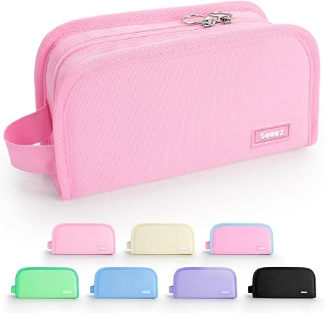 Amazon.com: Sooez Wide Opening Pencil Pen Case, Large Capacity Zipper ...
