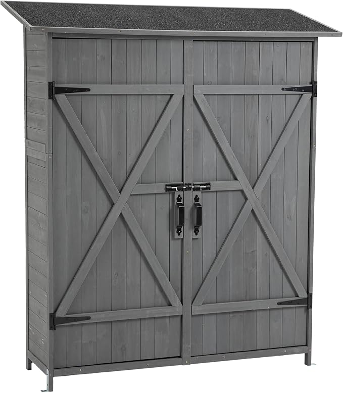 Amazon.com : Tmsan Outdoor Storage Cabinet, Outside Wood Shed with ...