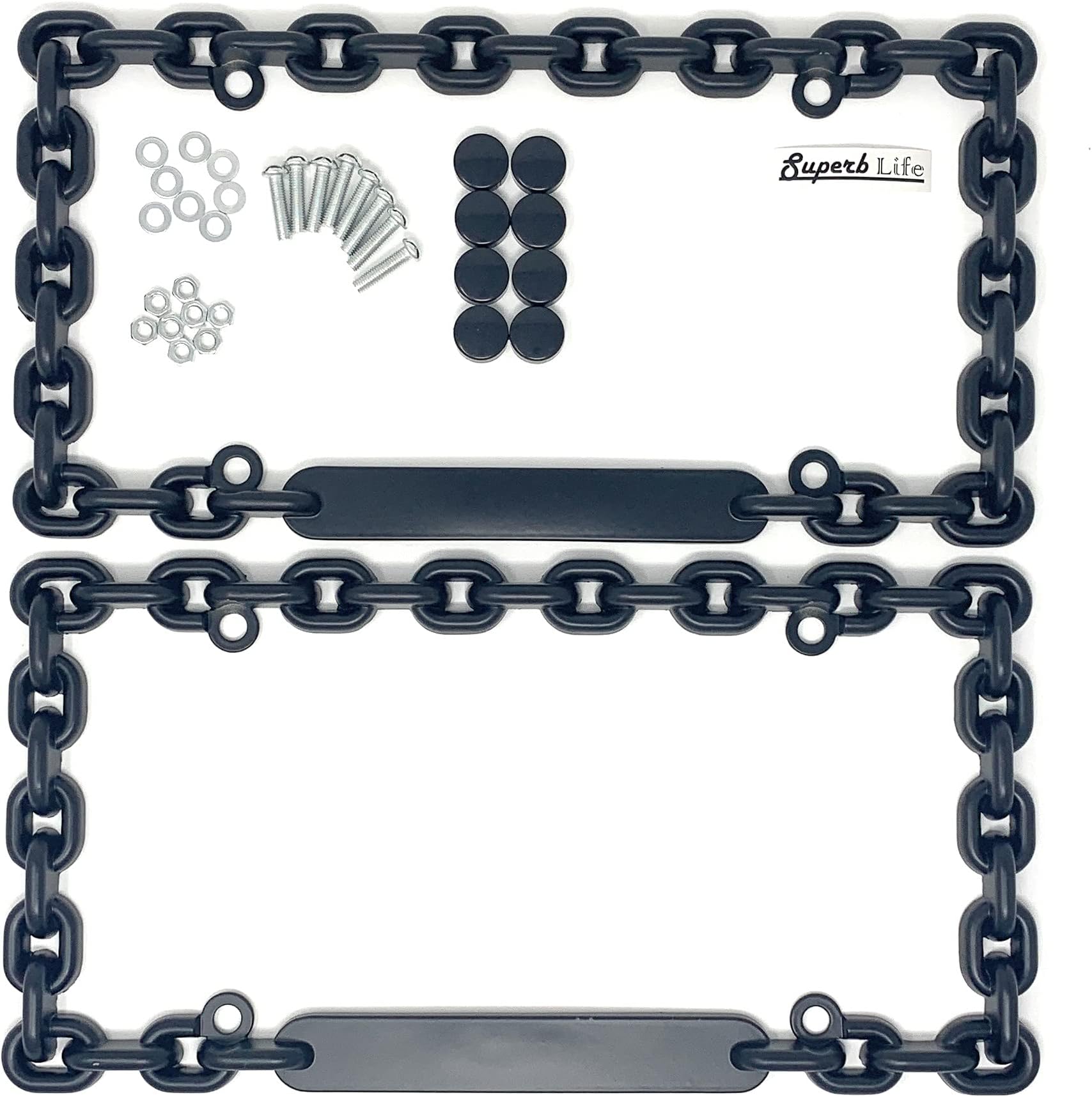 Amazon.com: DMSE Chain Link Universal Design Metal Round License Plate ...